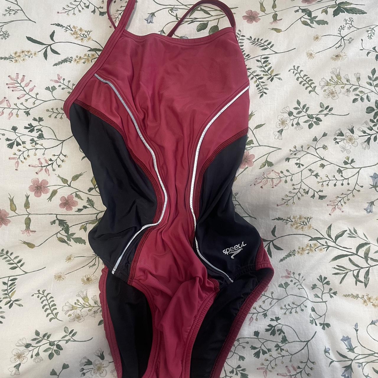 Red and black Speedo one piece swimsuit Size 28 No... - Depop