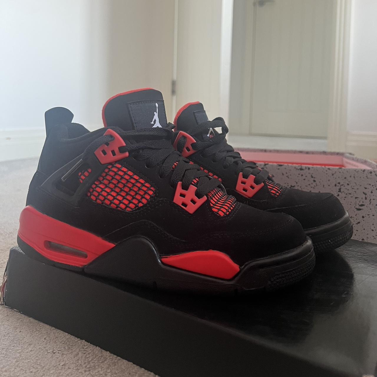 Jordan Women's Black and Red Trainers | Depop