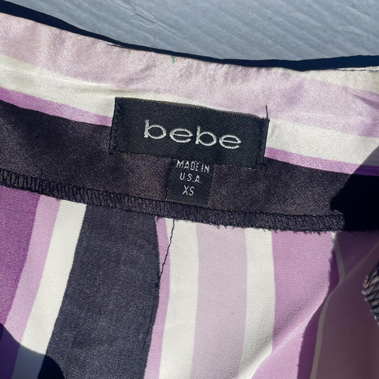 silk vintage Bebe purple and black skirt #bebe... - Depop