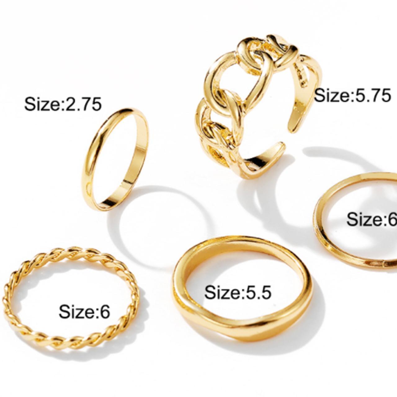 5 Piece Gold Ring Set Overview: 100% new design... - Depop