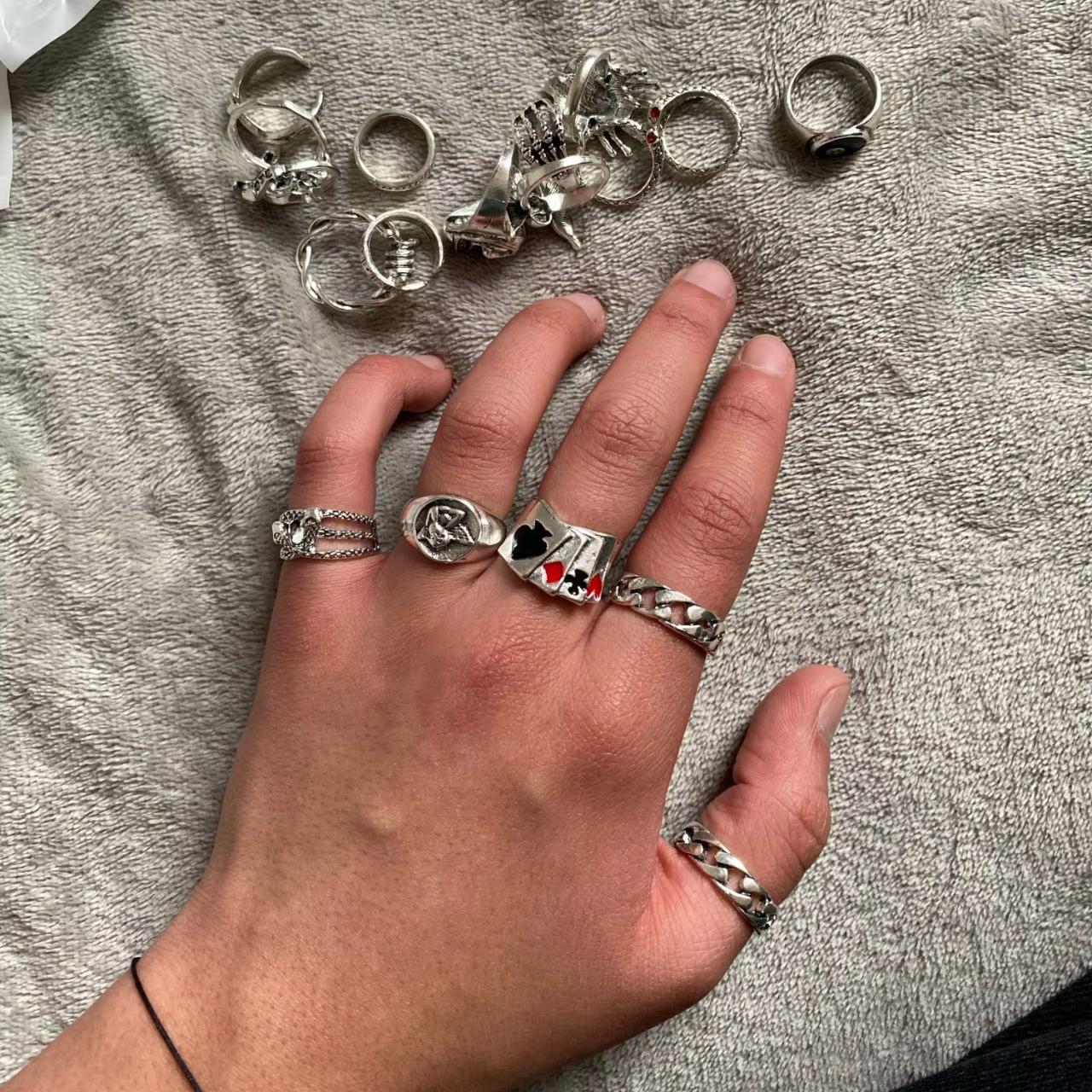 35 PCS Silver Punk Ring Set, Fairy Ring Set, Ring... - Depop