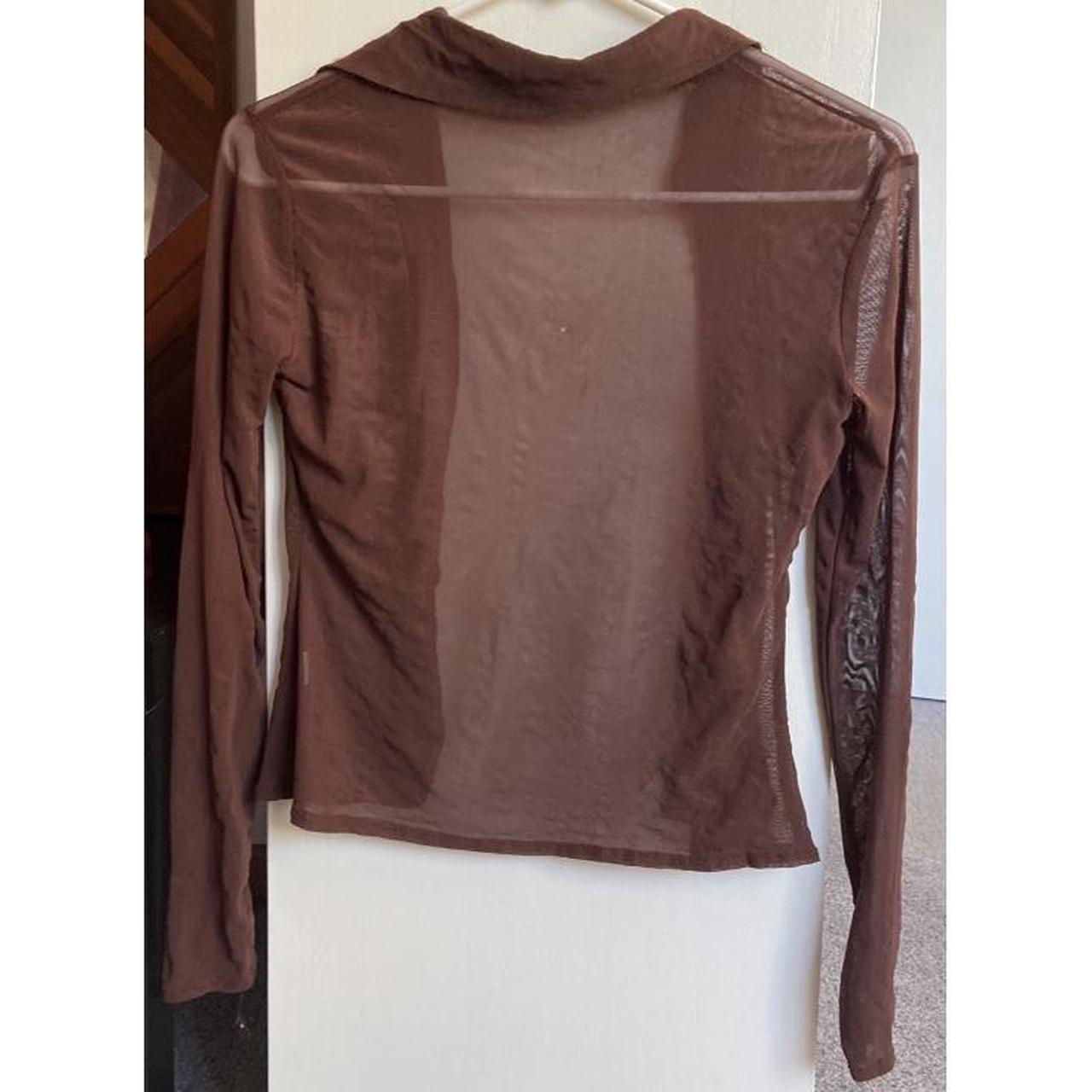 Brown transparent button up Size XS/S - Depop