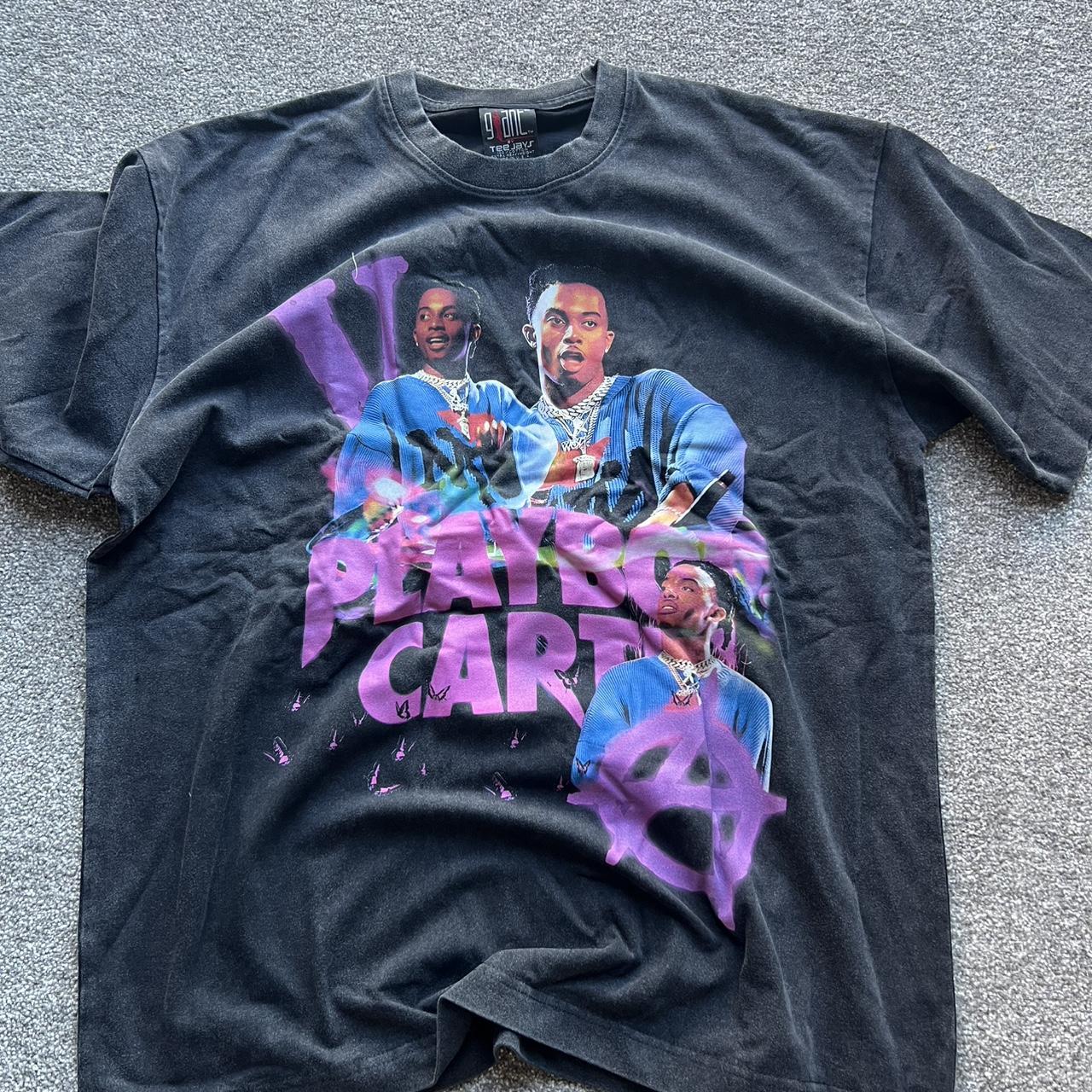 Navy and purple Playboi Carti tee... | Depop