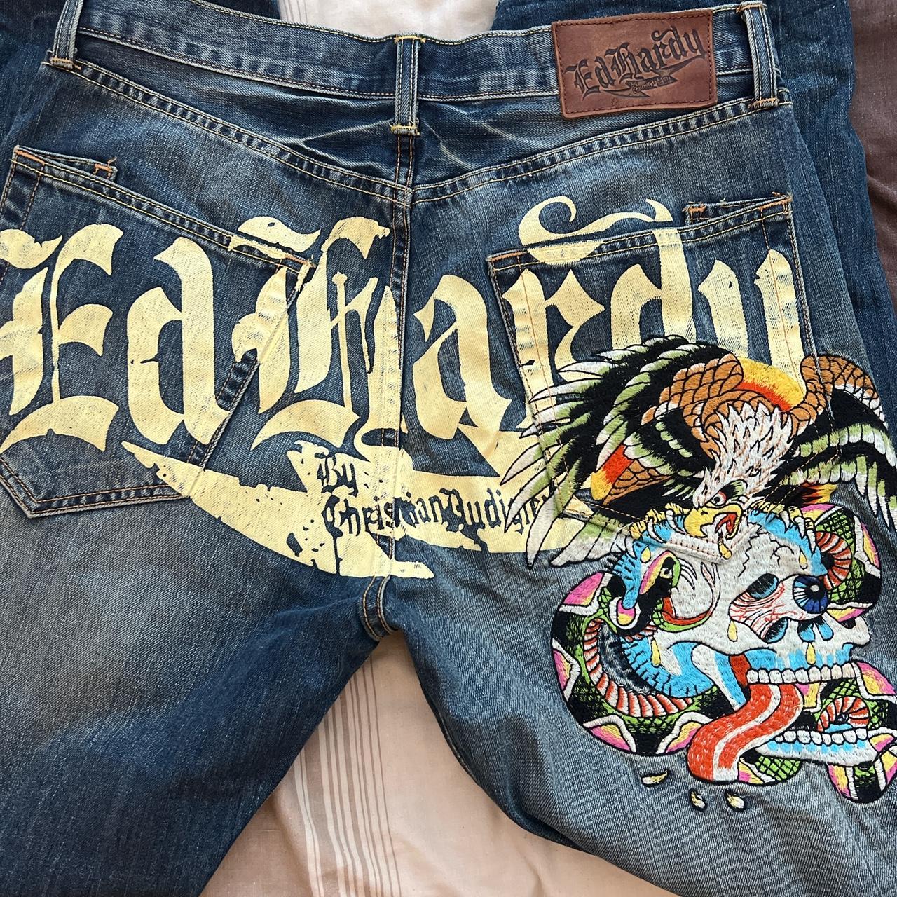 Ed Hardy jeans, Size: Waist 36 Length 34 good... - Depop