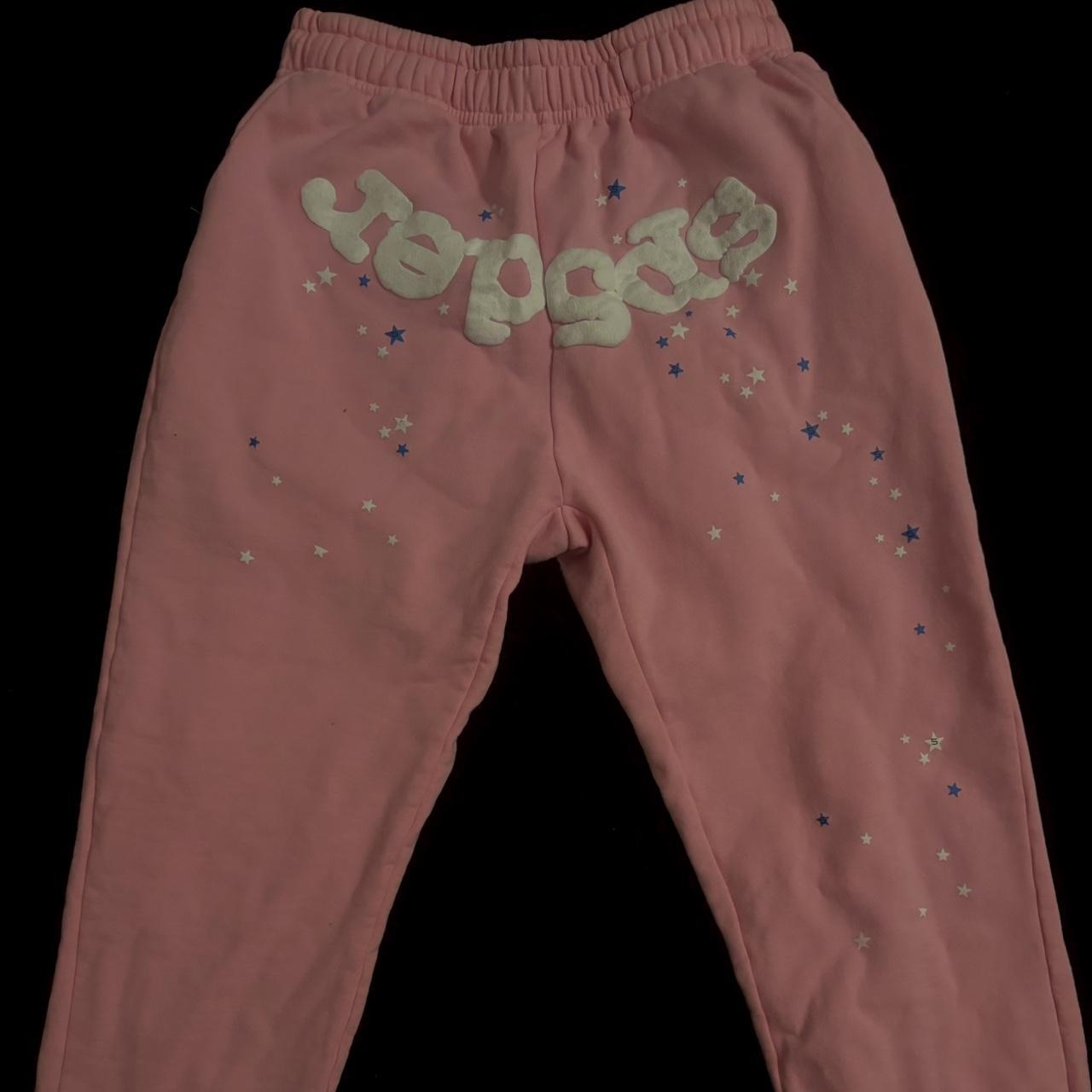 sp5der og web pink spider sweatpants size: s dm... - Depop
