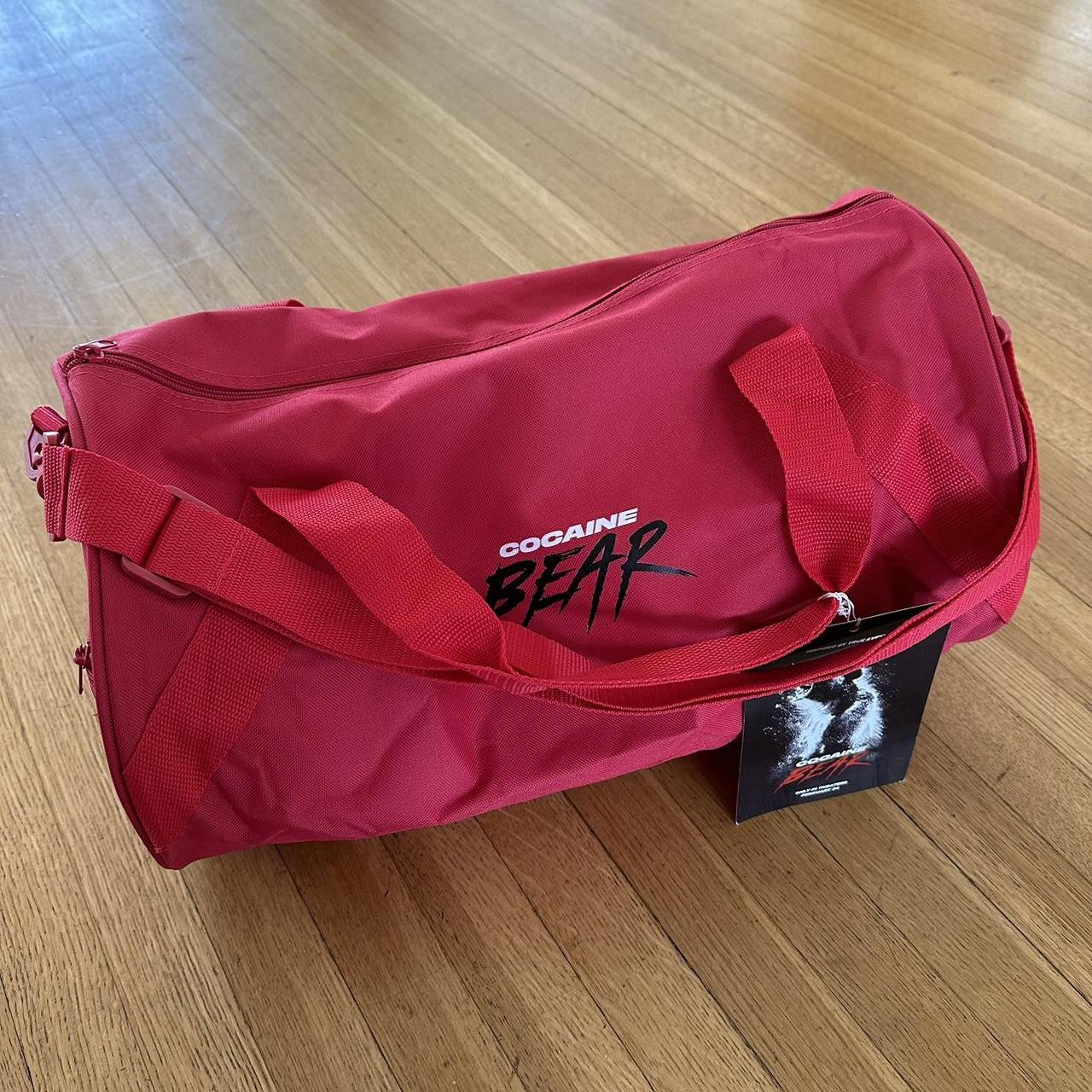 Red cocaine bear duffel bag. Detachable long... - Depop