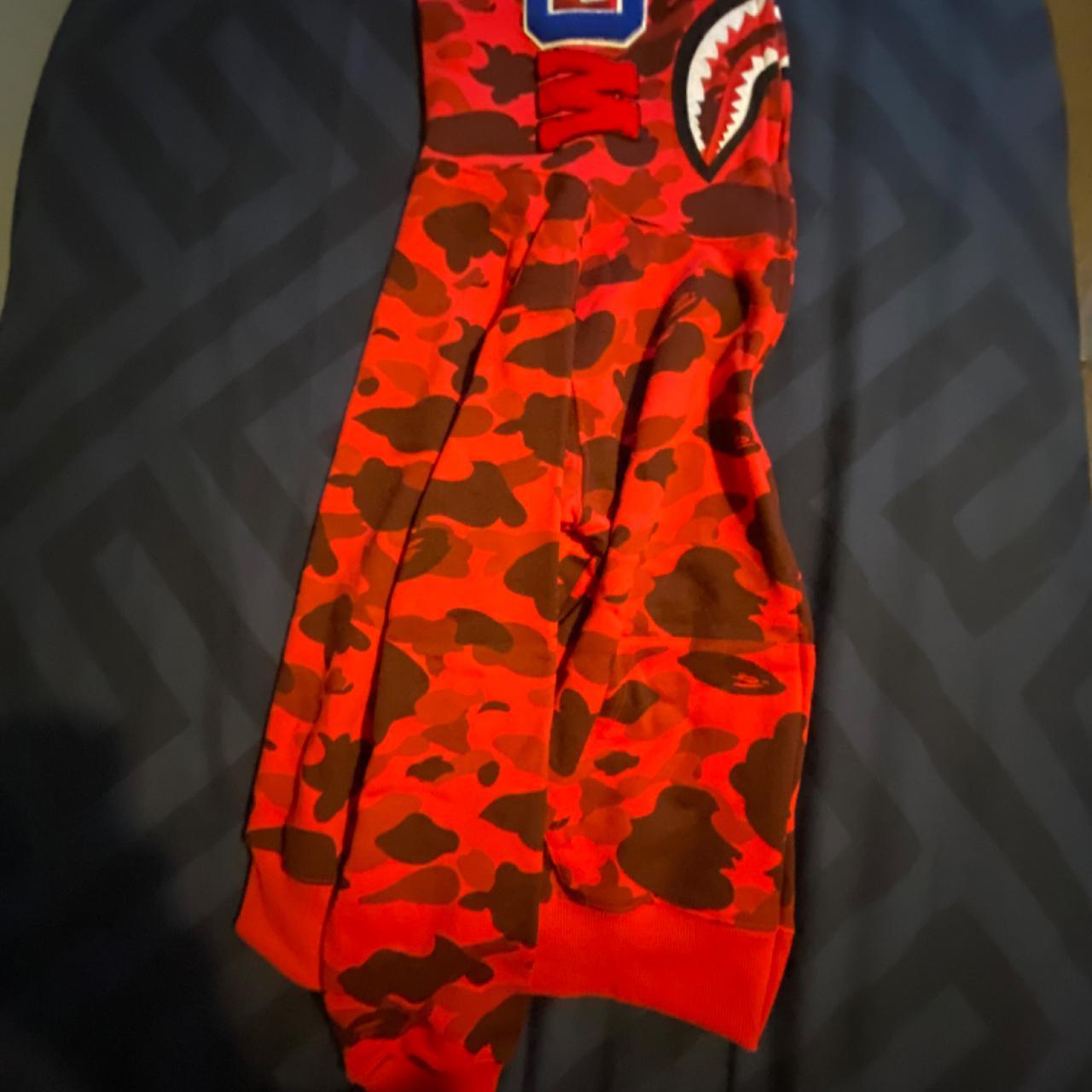 Red bape shark full zip hoodie - Depop