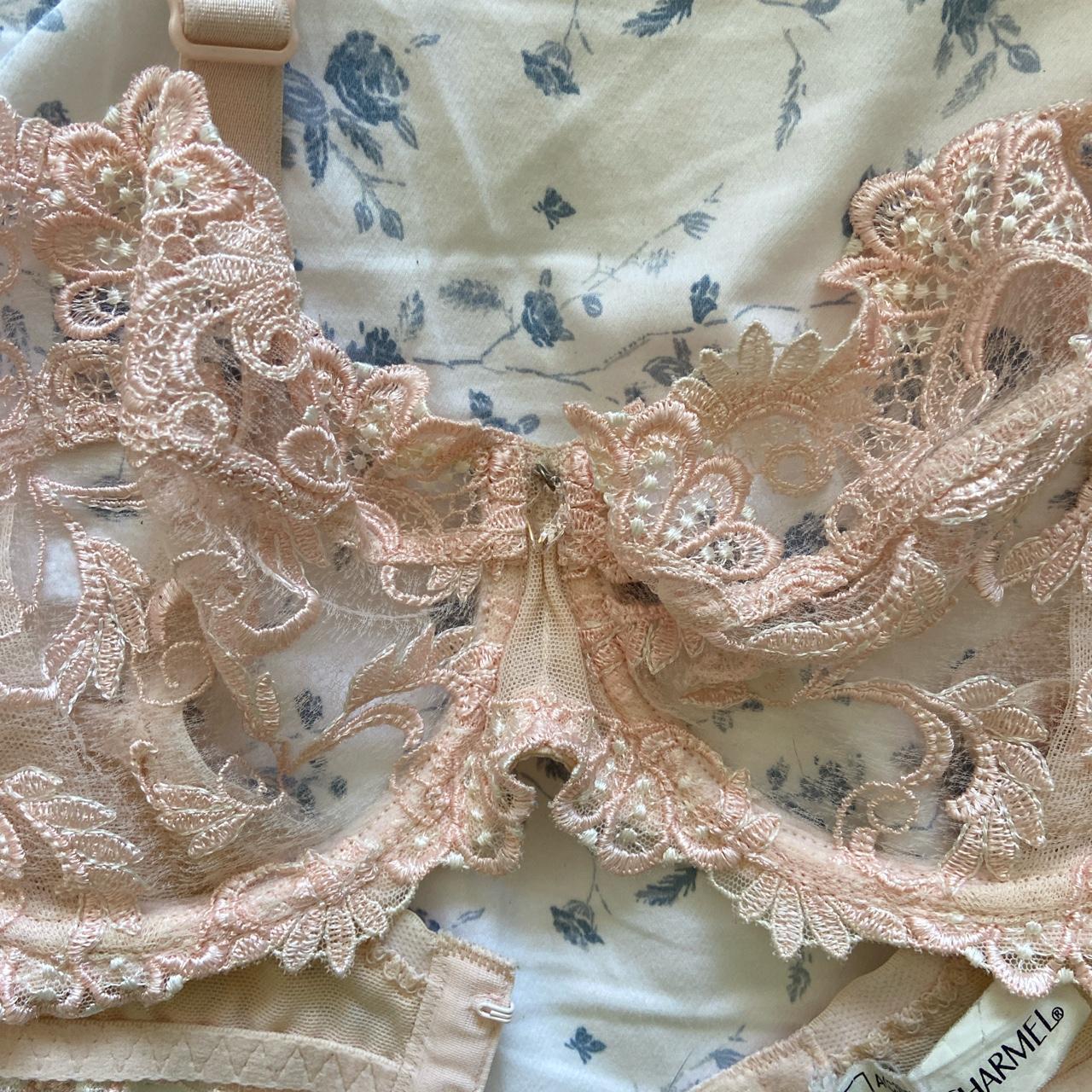 Lise Charmel Women's Pink and Cream Bra | Depop