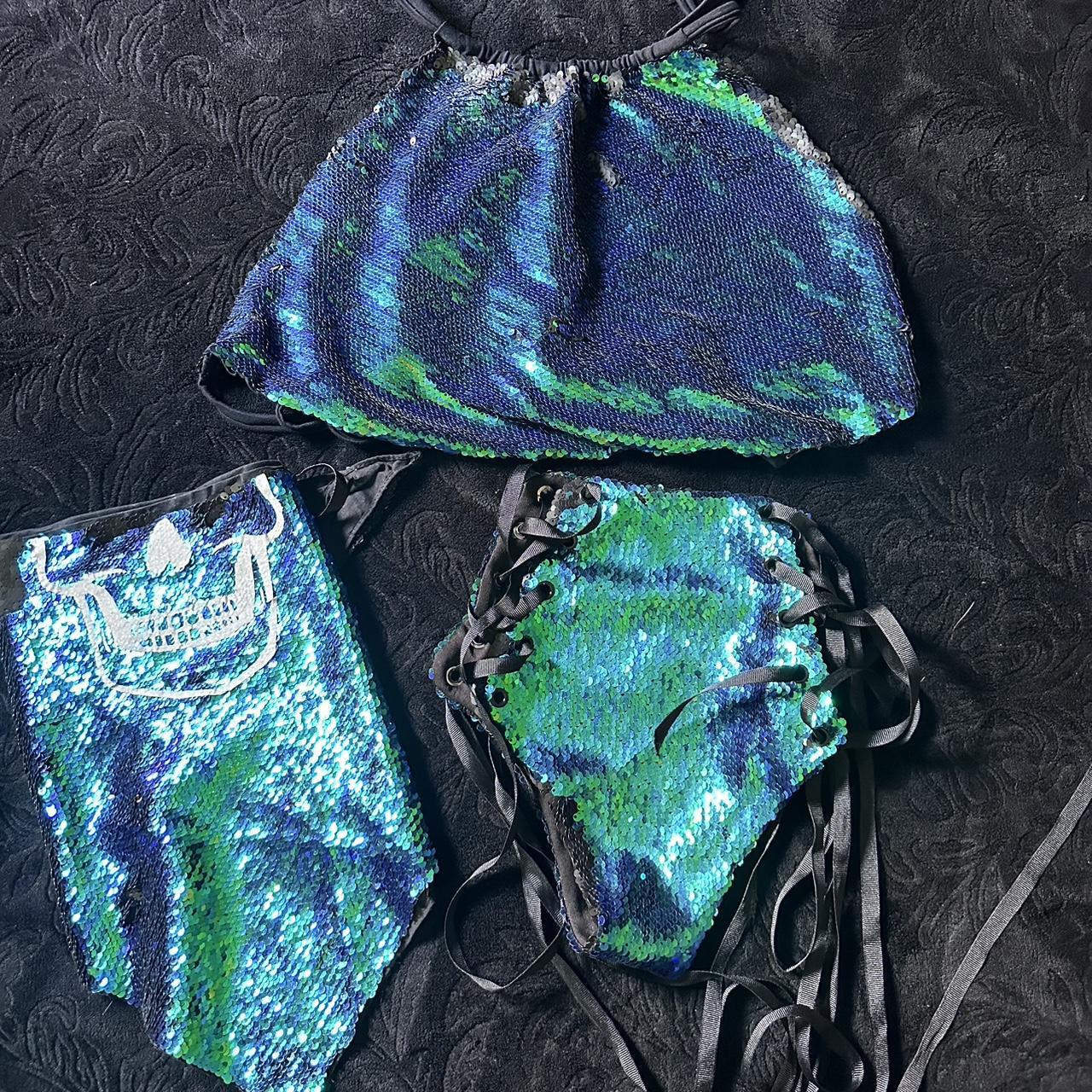 Flip sequin rave outfit Halter top -one size Lace... - Depop