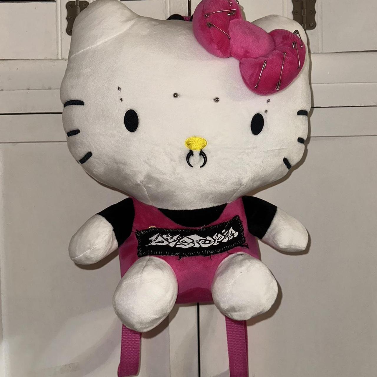custom hello kitty plush backpack w dystopia patch... - Depop