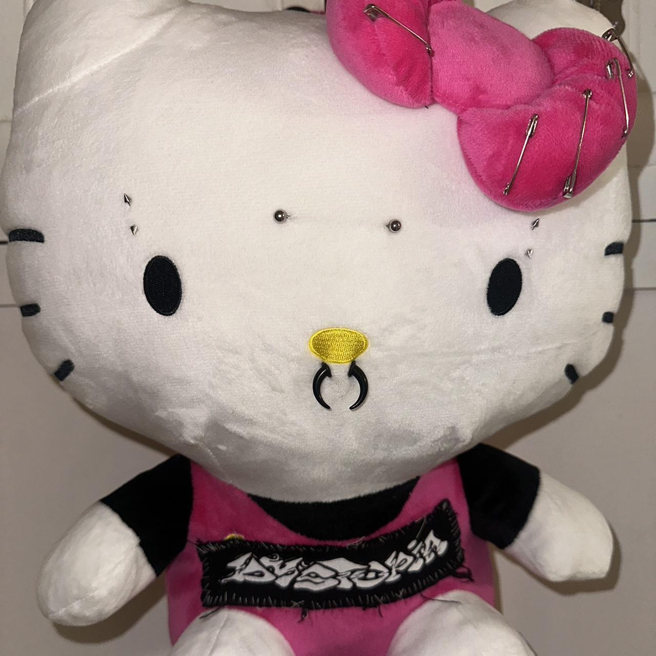 custom hello kitty plush backpack w dystopia patch... - Depop