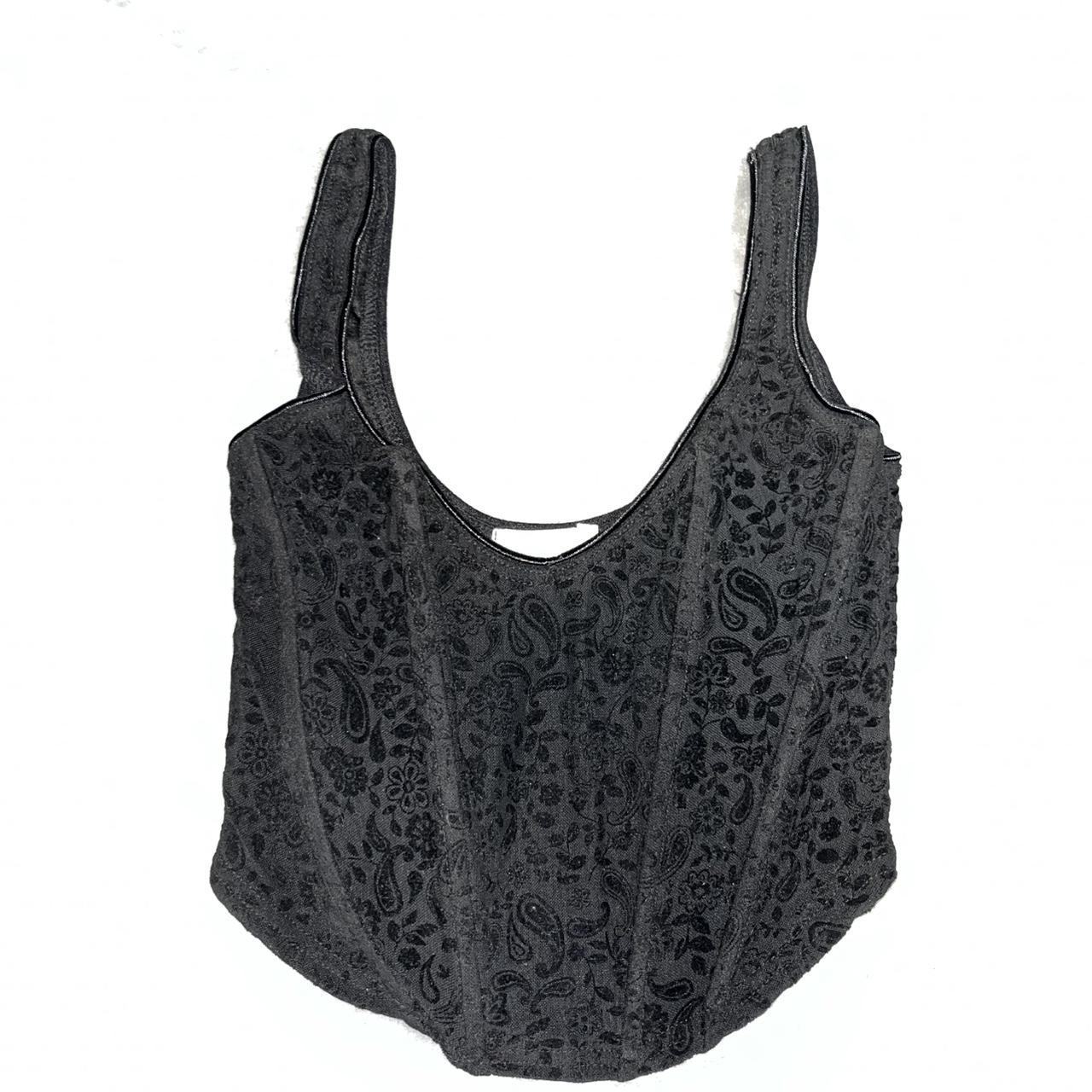 glassons black velvet corset top with paisley... | Depop