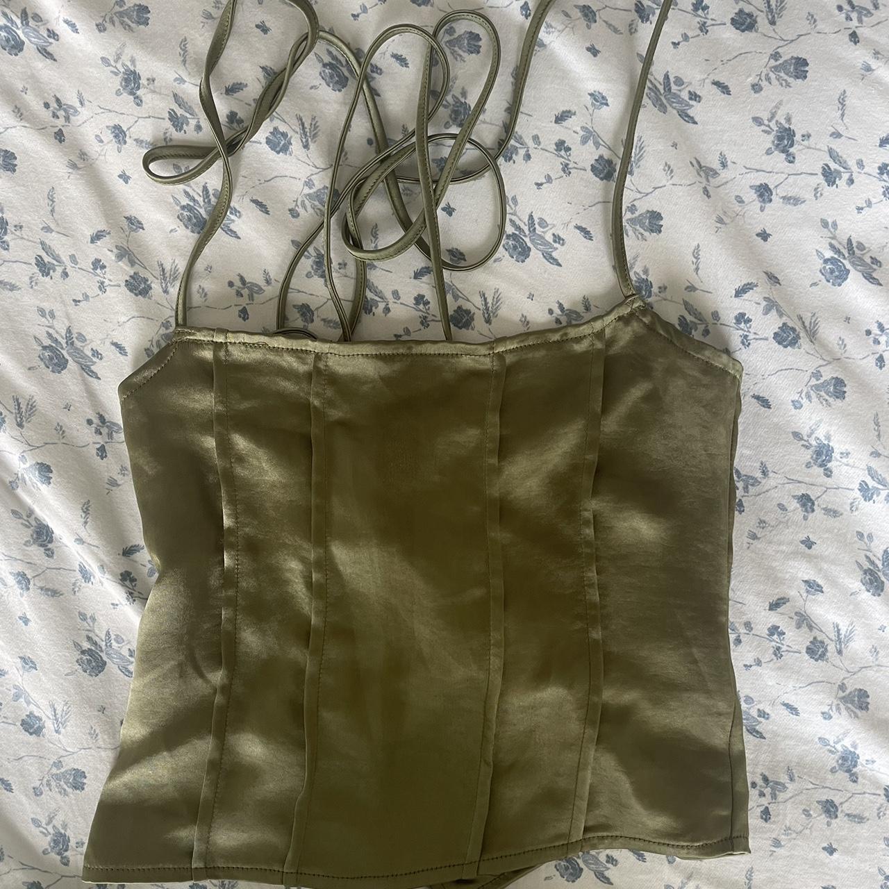 satin green motel rocks corset top. this is soooo... - Depop