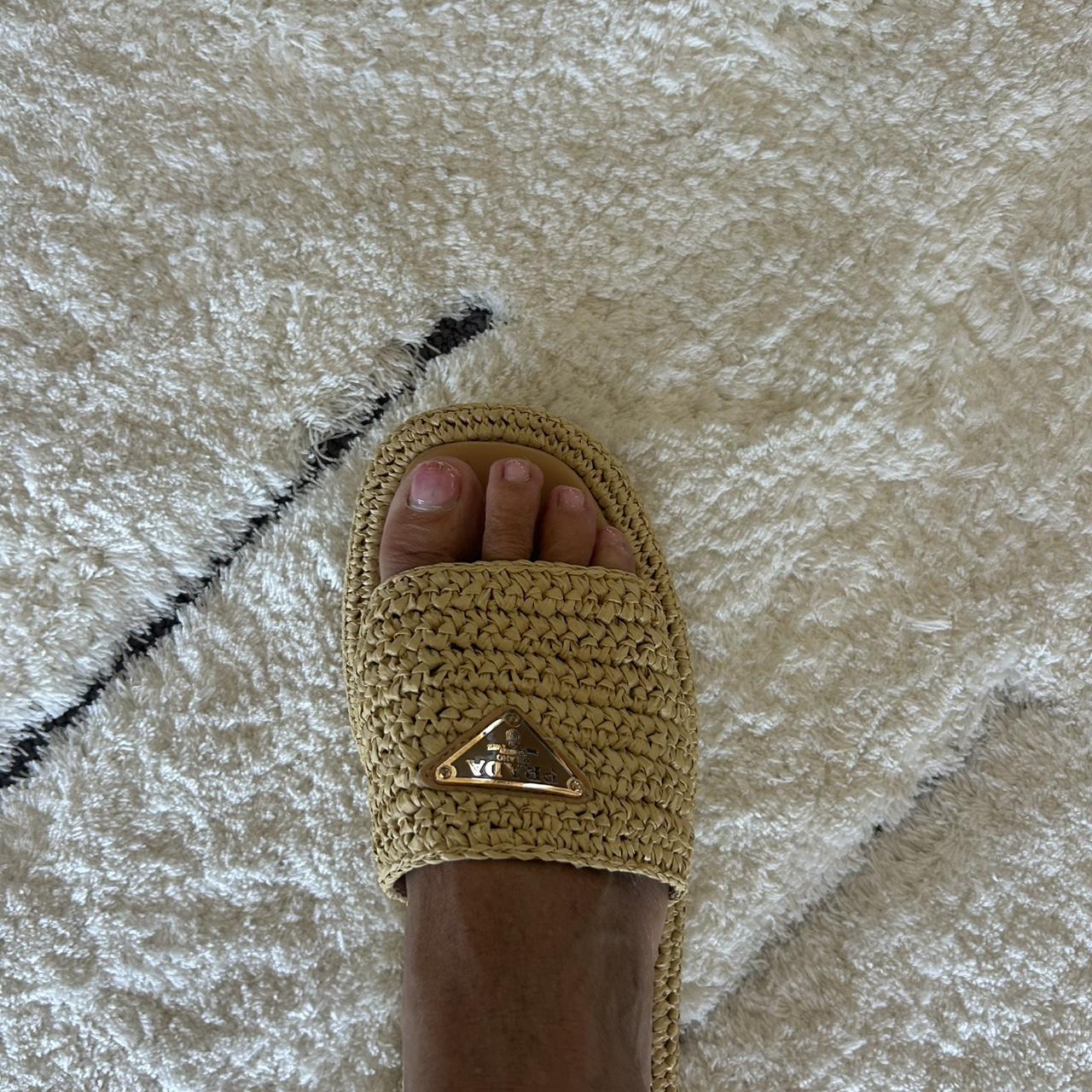 Prada shoes rattan slides worn very lightly. A... | Depop