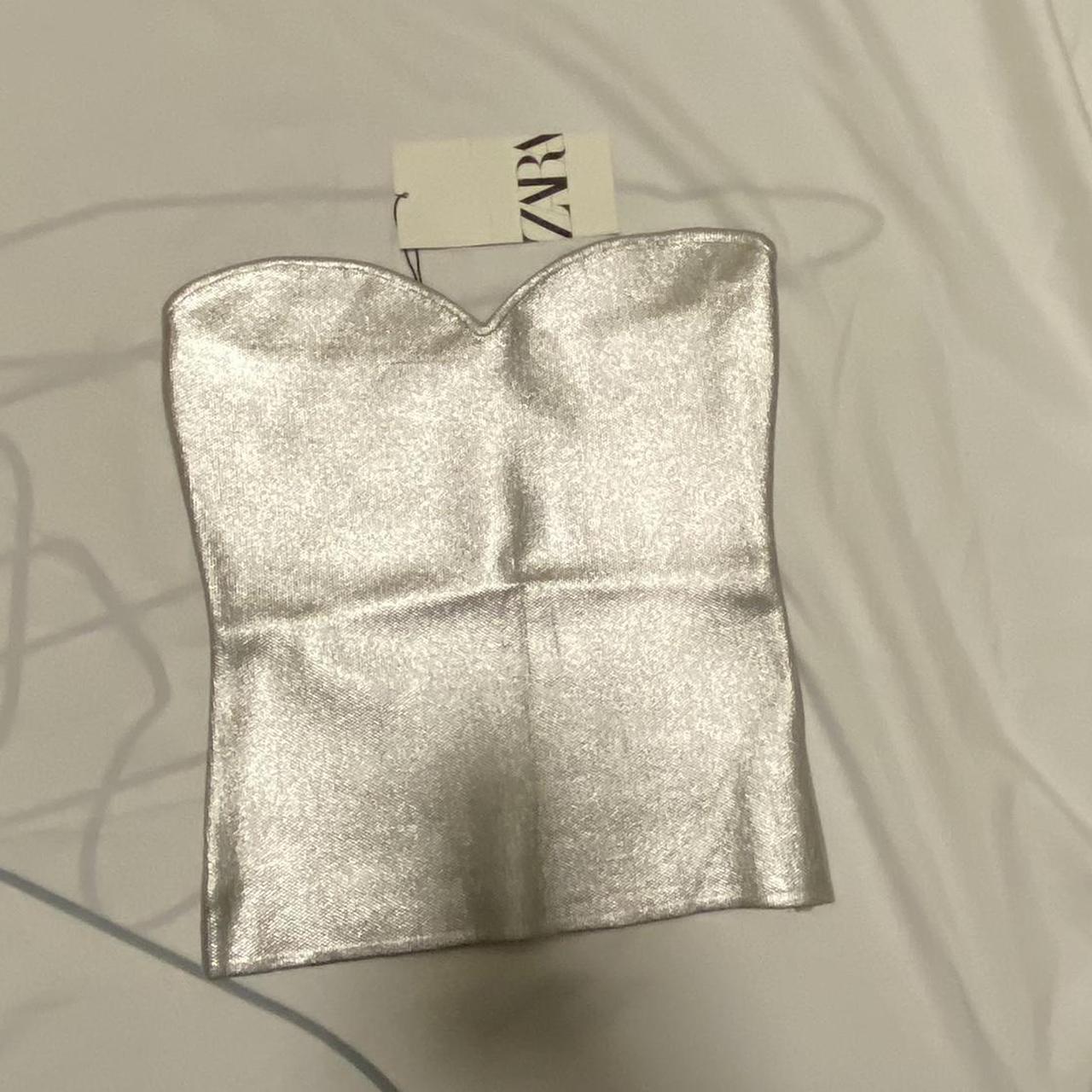 Metallic Silver Tube Top 0-5.4 - Depop