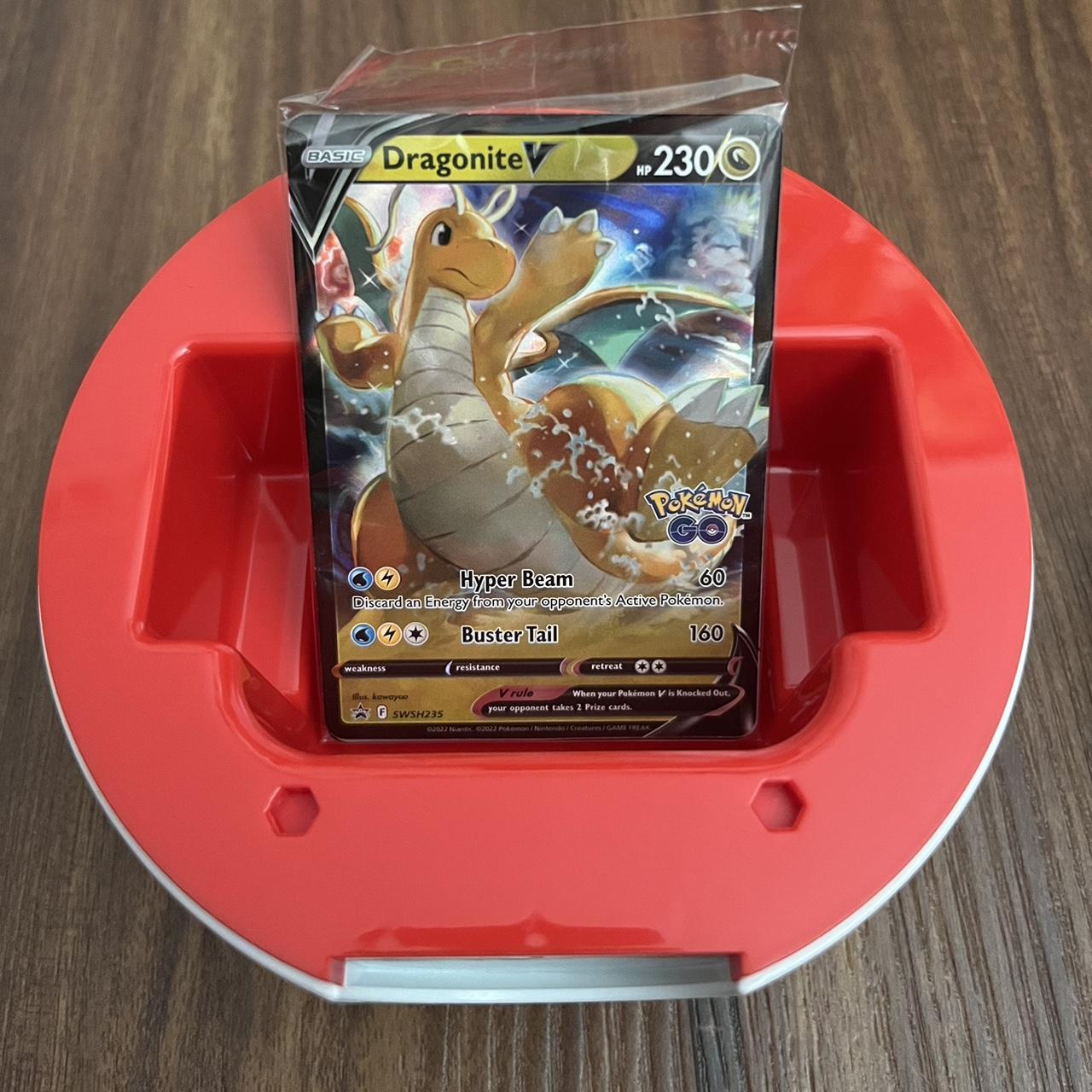 premier pokemon go deck holder w dragonite card in... - Depop