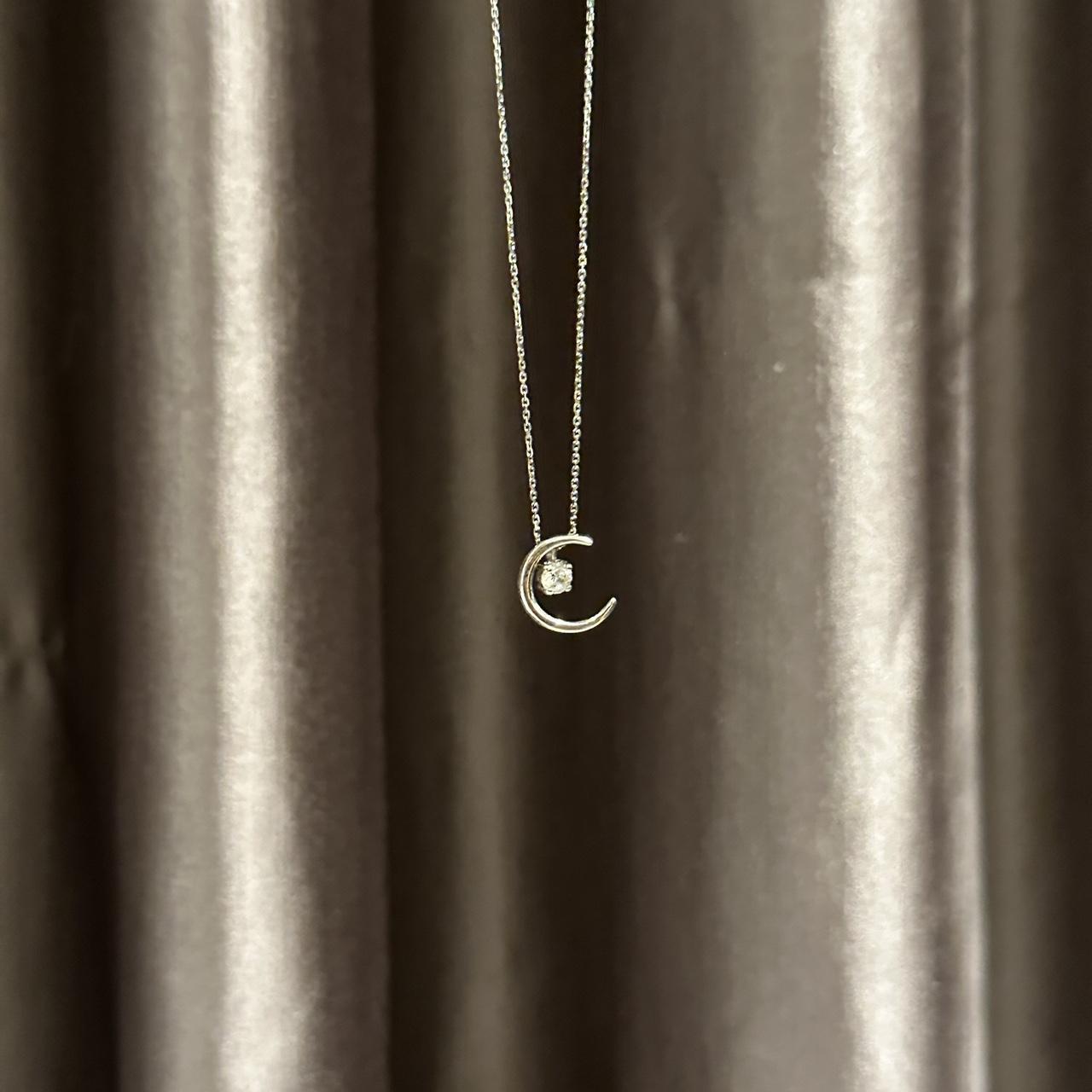 Moon shaped pendant necklace 925 silver... - Depop