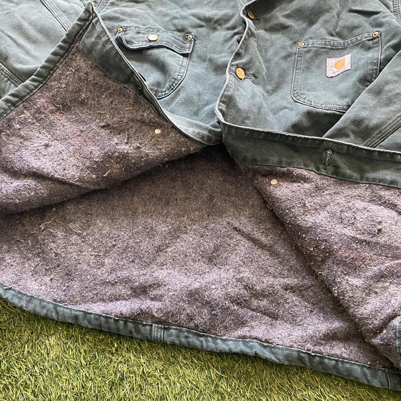 Vintage Made in USA Green Carhartt Chore Jacket... - Depop