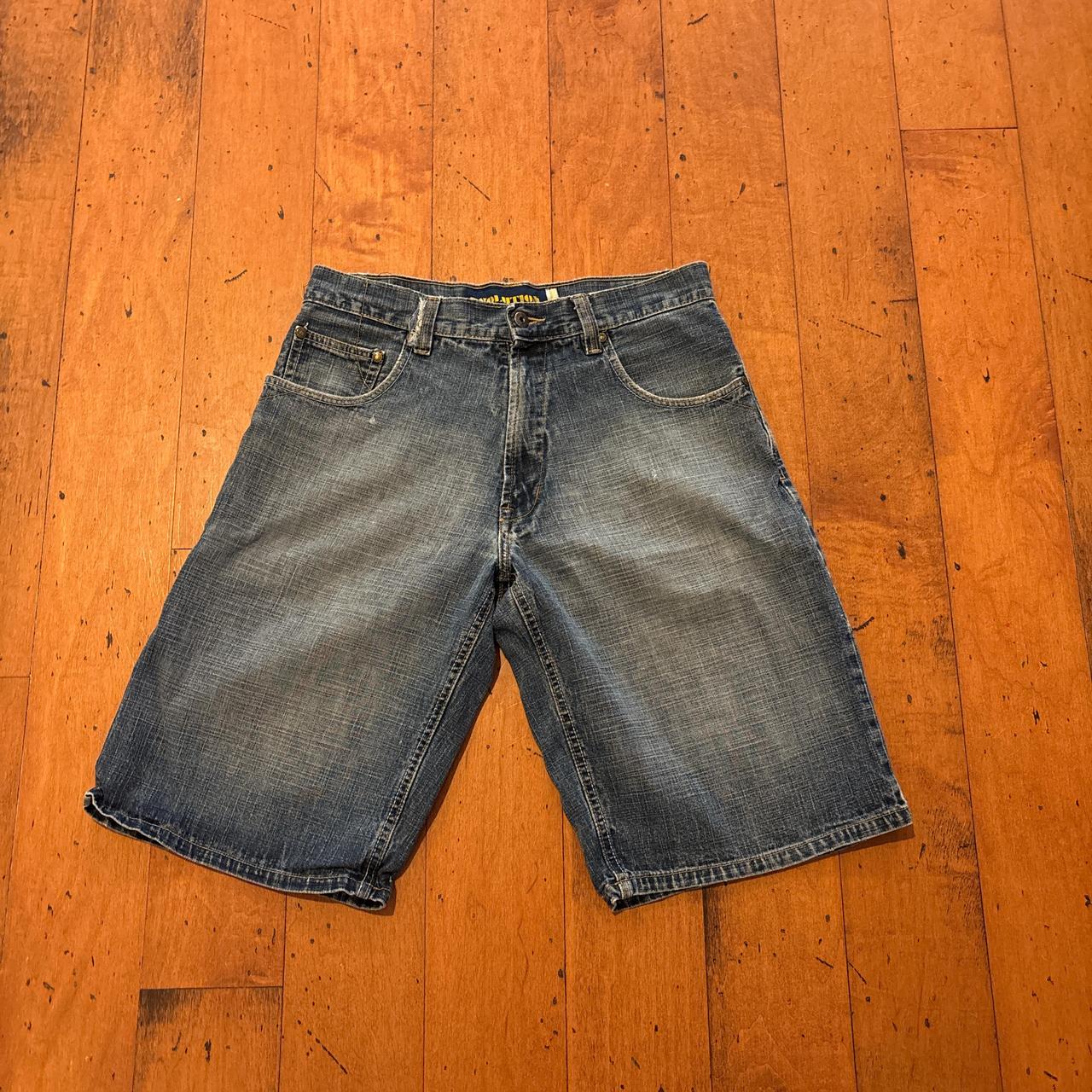 Vintage baggy evolution jorts with small flaw in the... | Depop