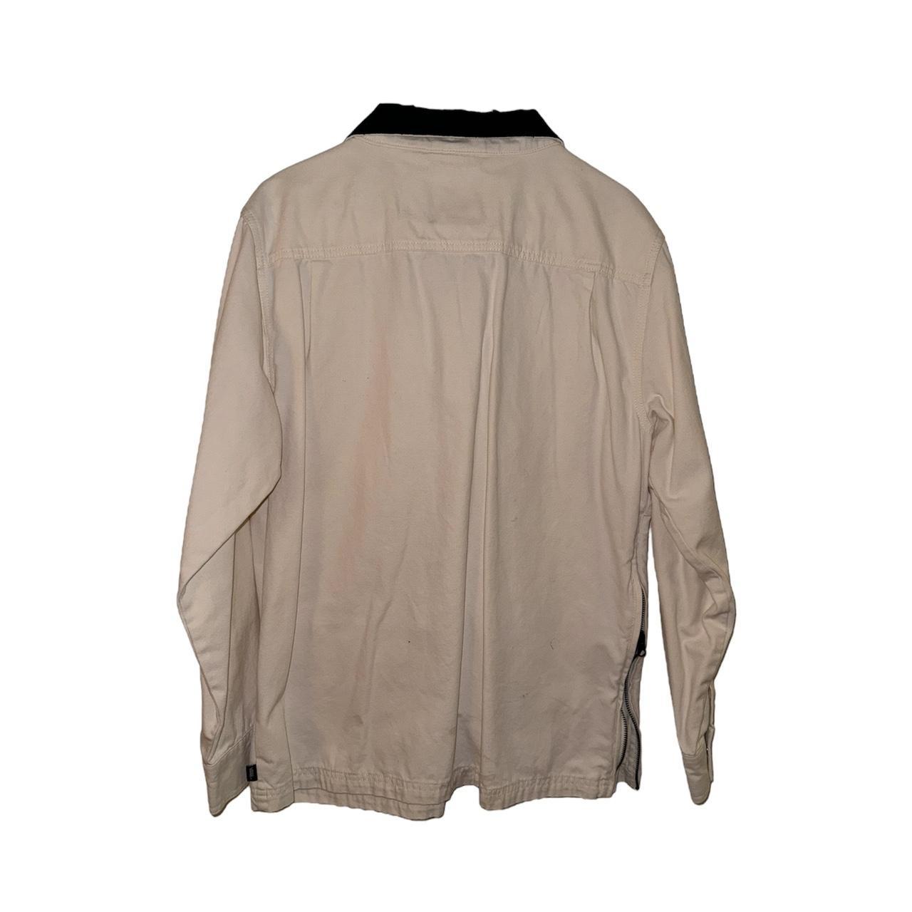 Cream lightweight cargo jacket with black details... - Depop