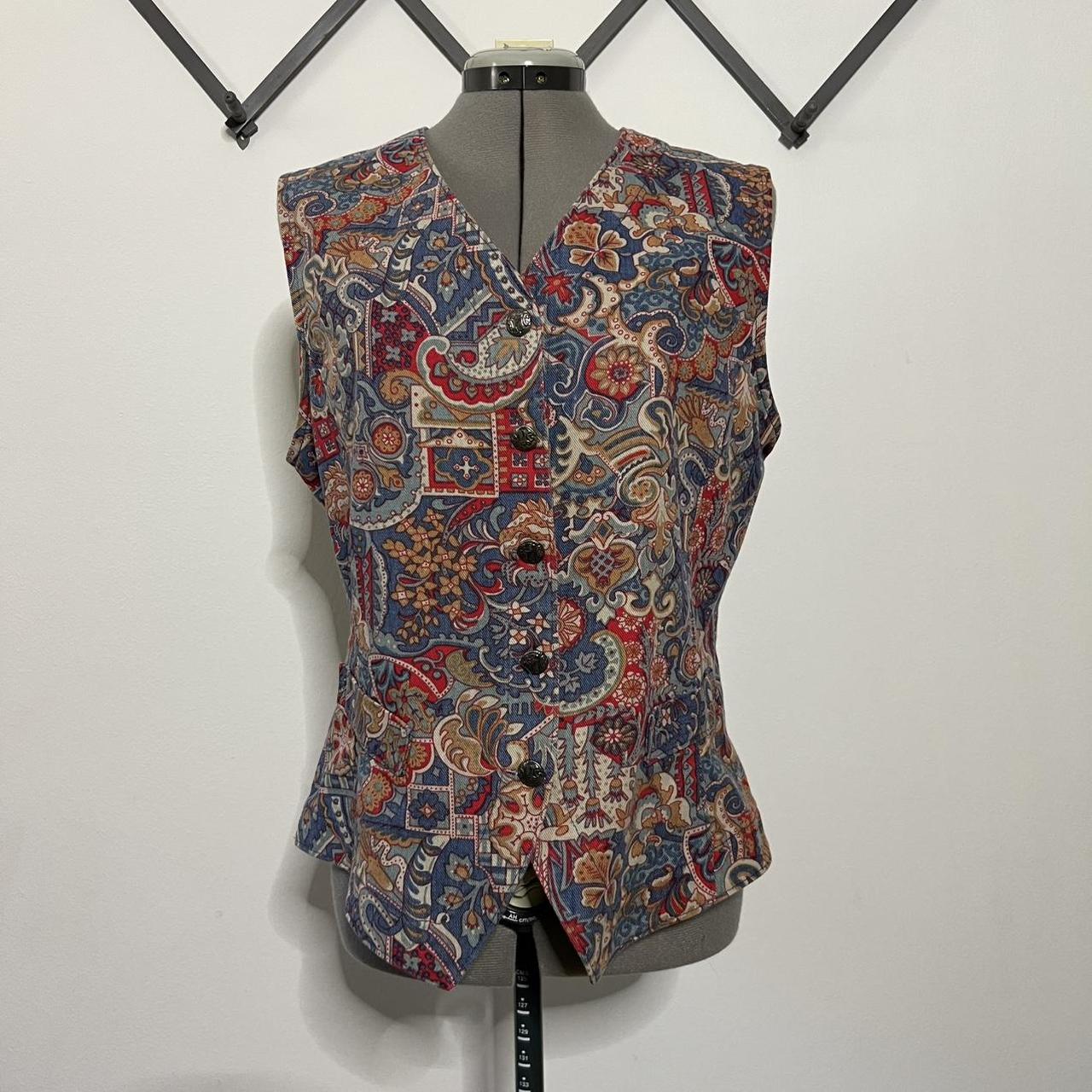 Gotcha Covered denim vest. Red blue beige colored... - Depop