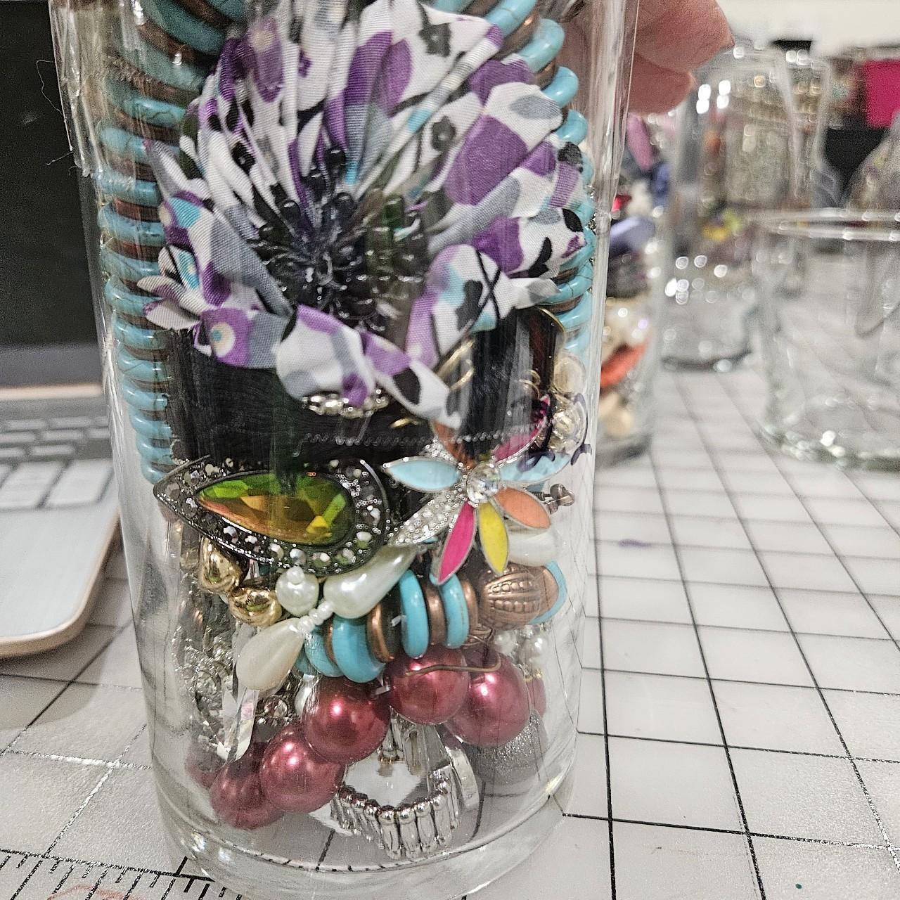 Multi-coloured vintage jewelry in a jar jewelry... | Depop