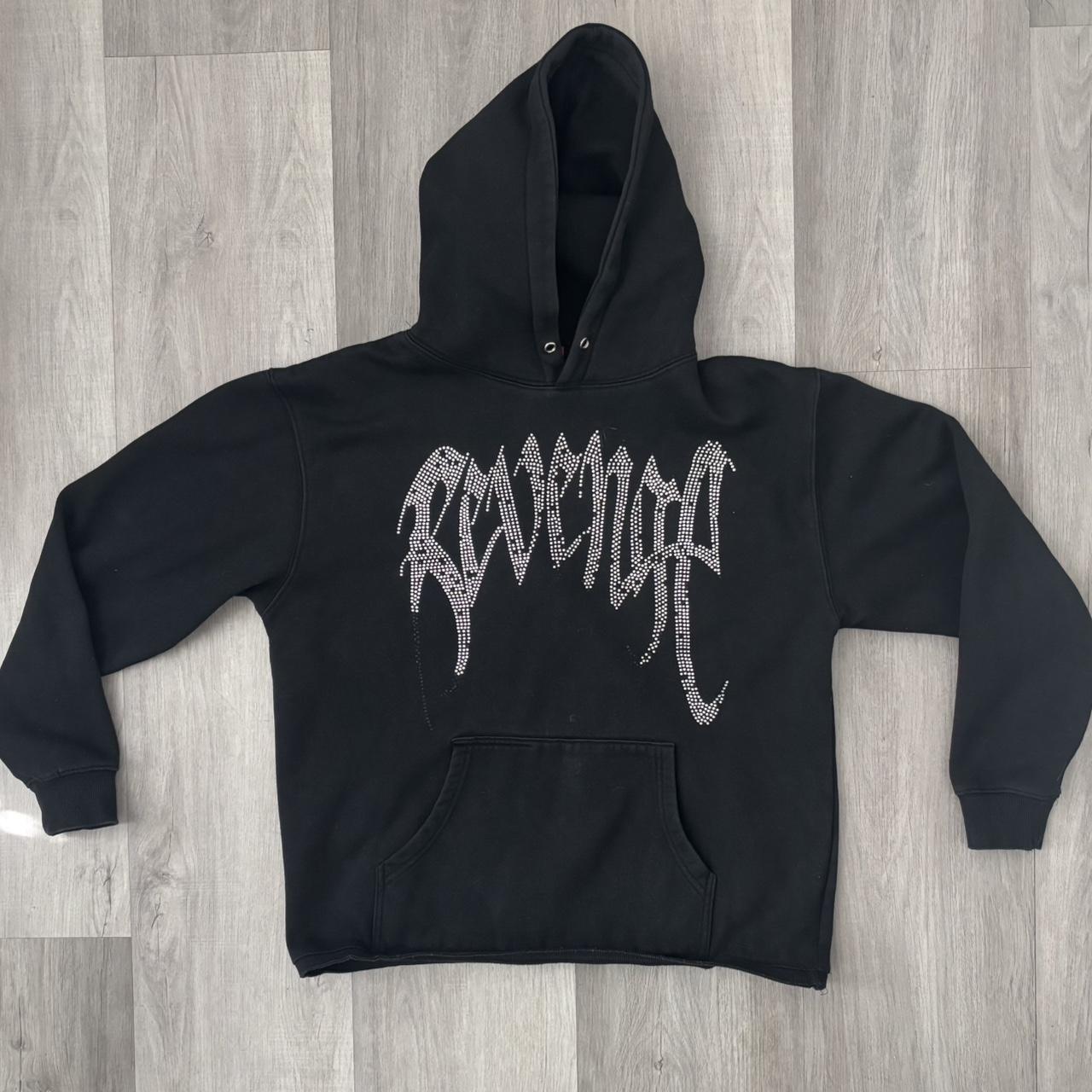 Black rhinestone revenge hoodie, pretty cool design,... | Depop