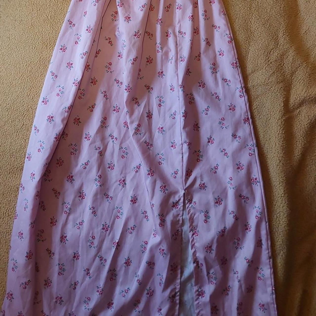 pink floral princess dress puff sleeves and leg... - Depop