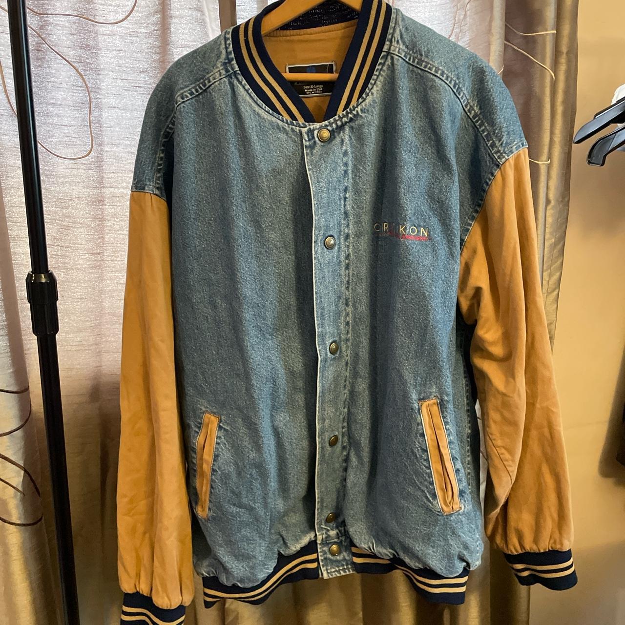 Vintage Jean bomber jacket Size XL FREE SHIPPING... - Depop