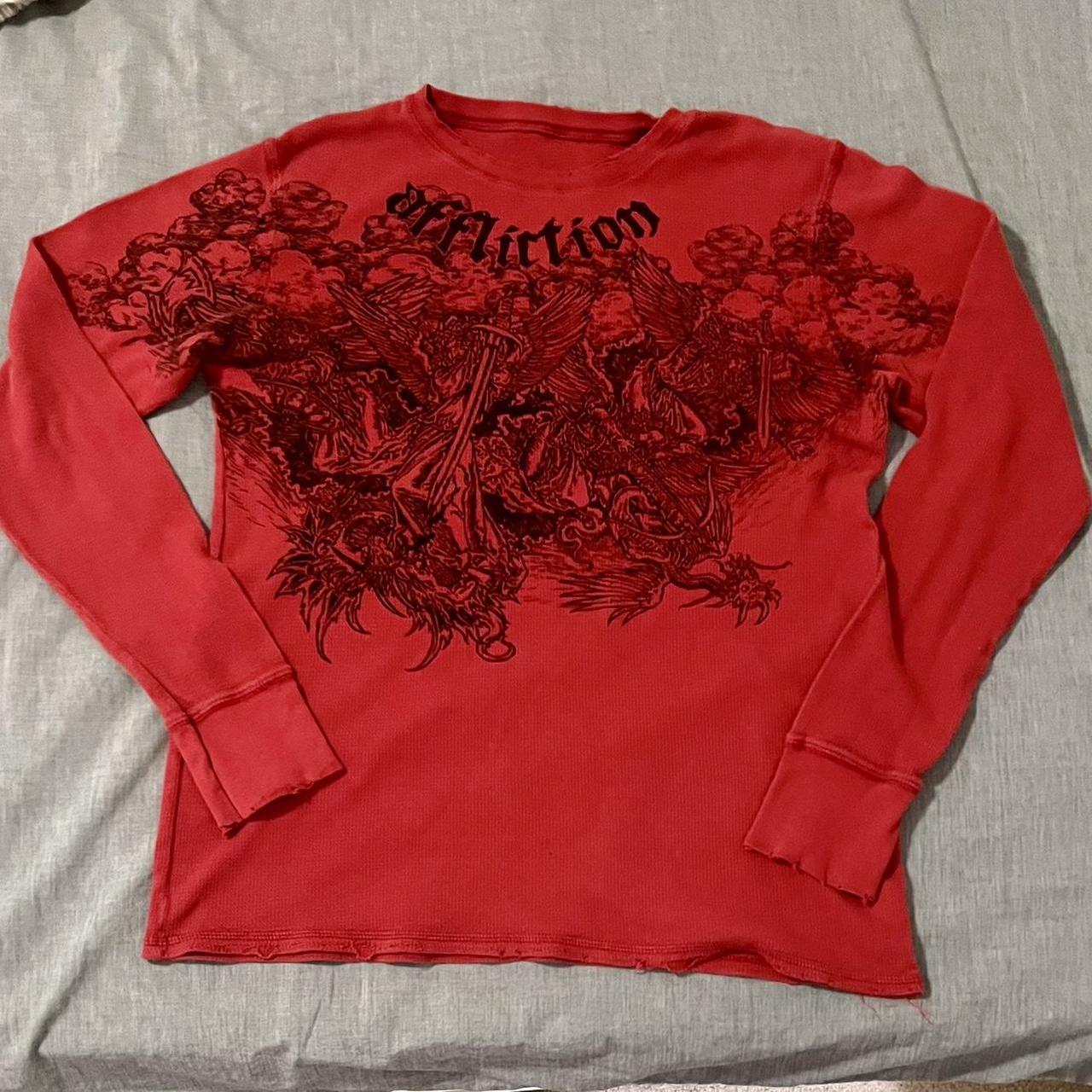 Affliction angels long sleeve thermal Distressed... - Depop