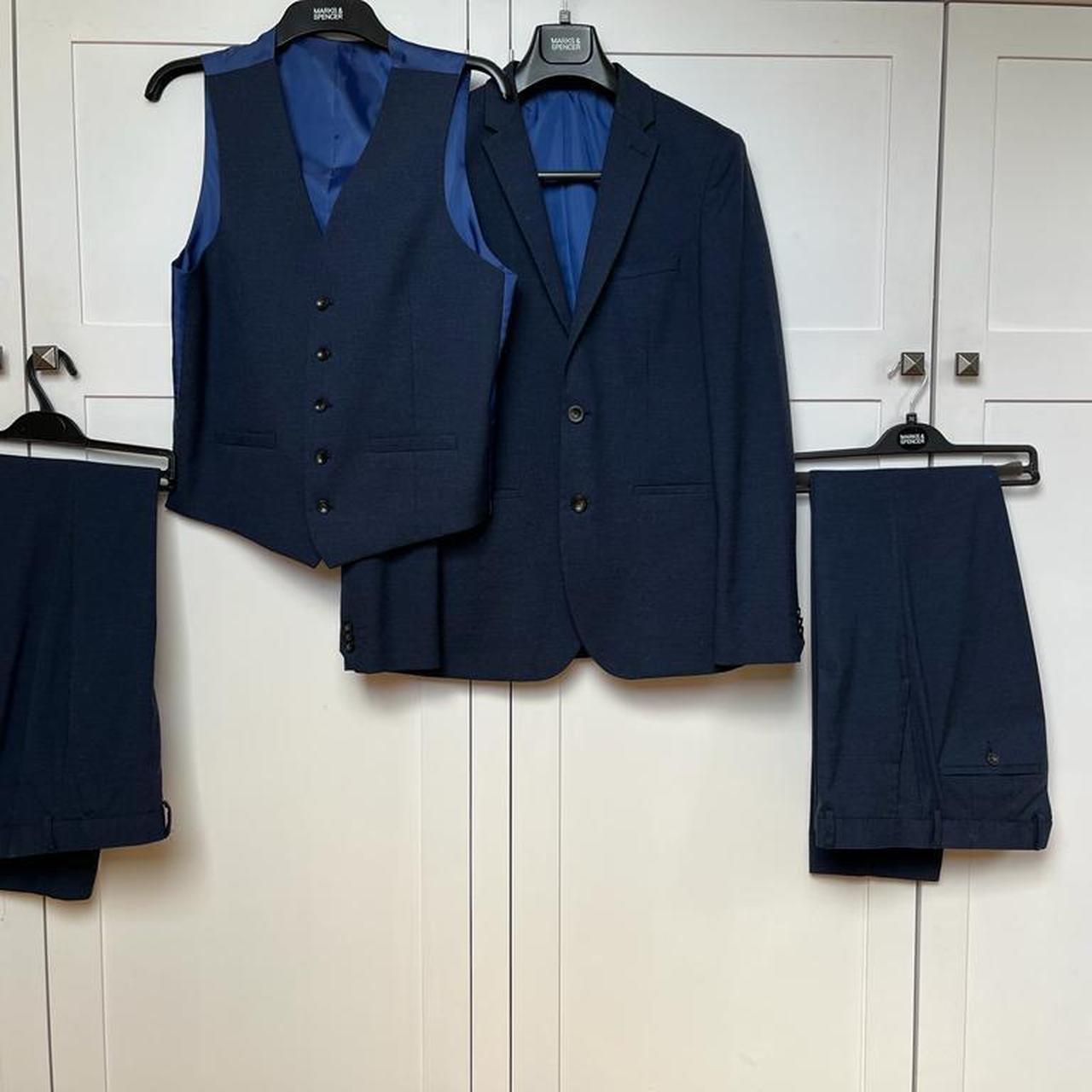 Marks & Spencer Men's Navy and Blue Suit | Depop
