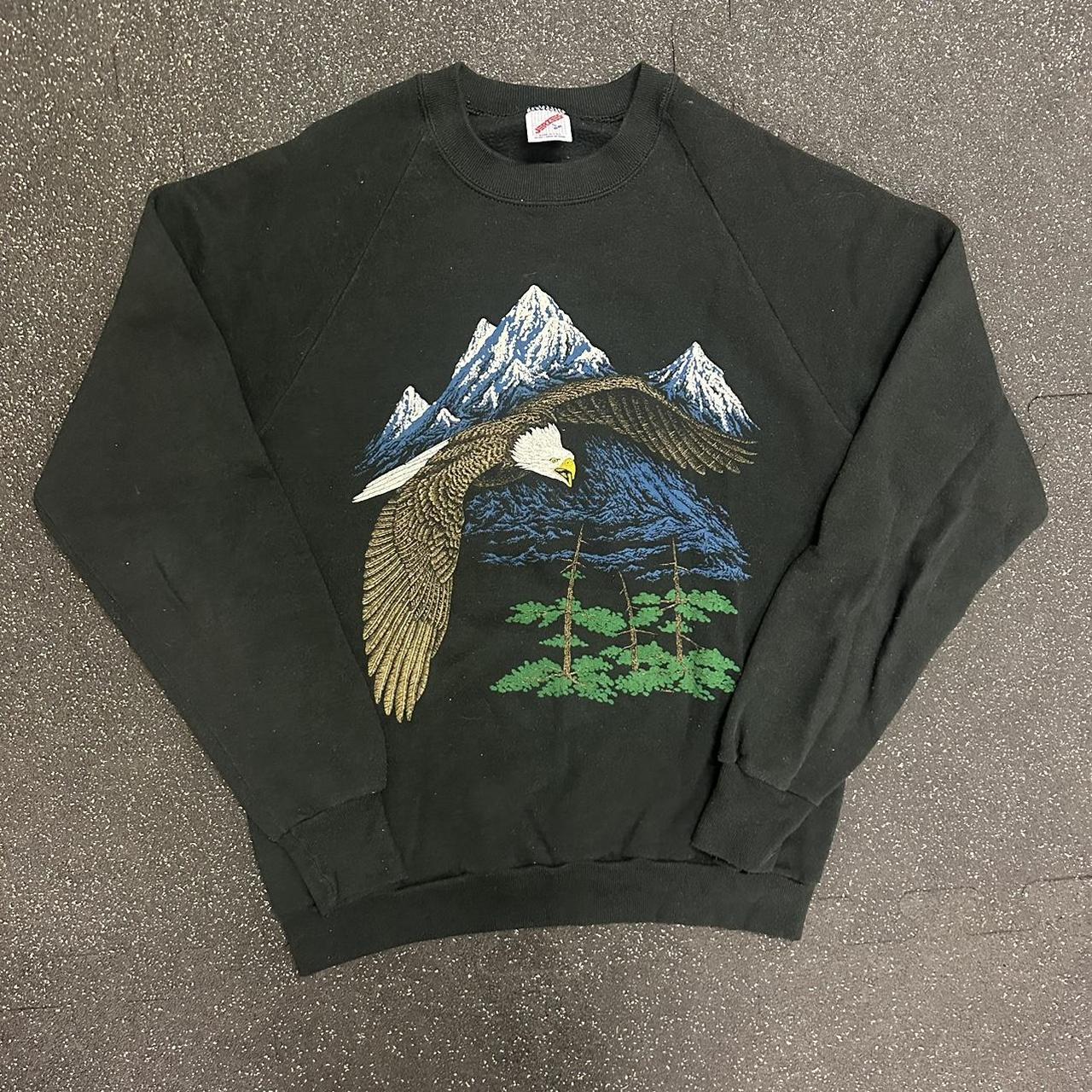 Vintage 80s Eagle Nature Crewneck. Condition:... - Depop
