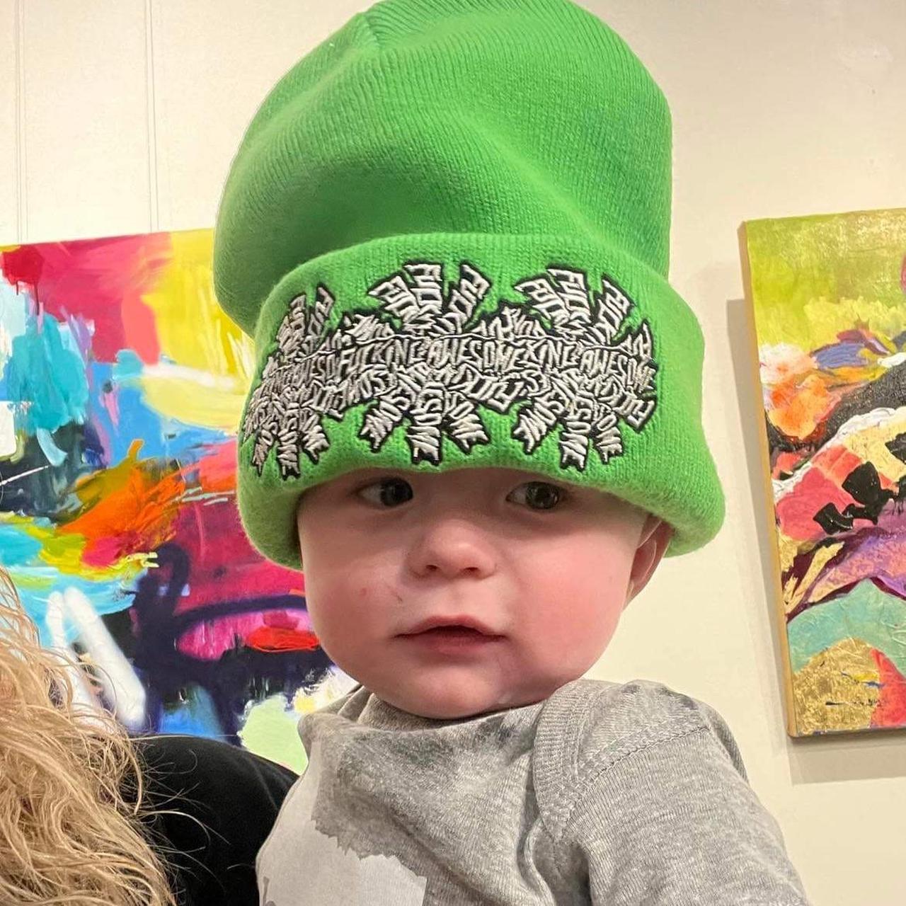 green fa spiral beanie #fuckingawsome - Depop