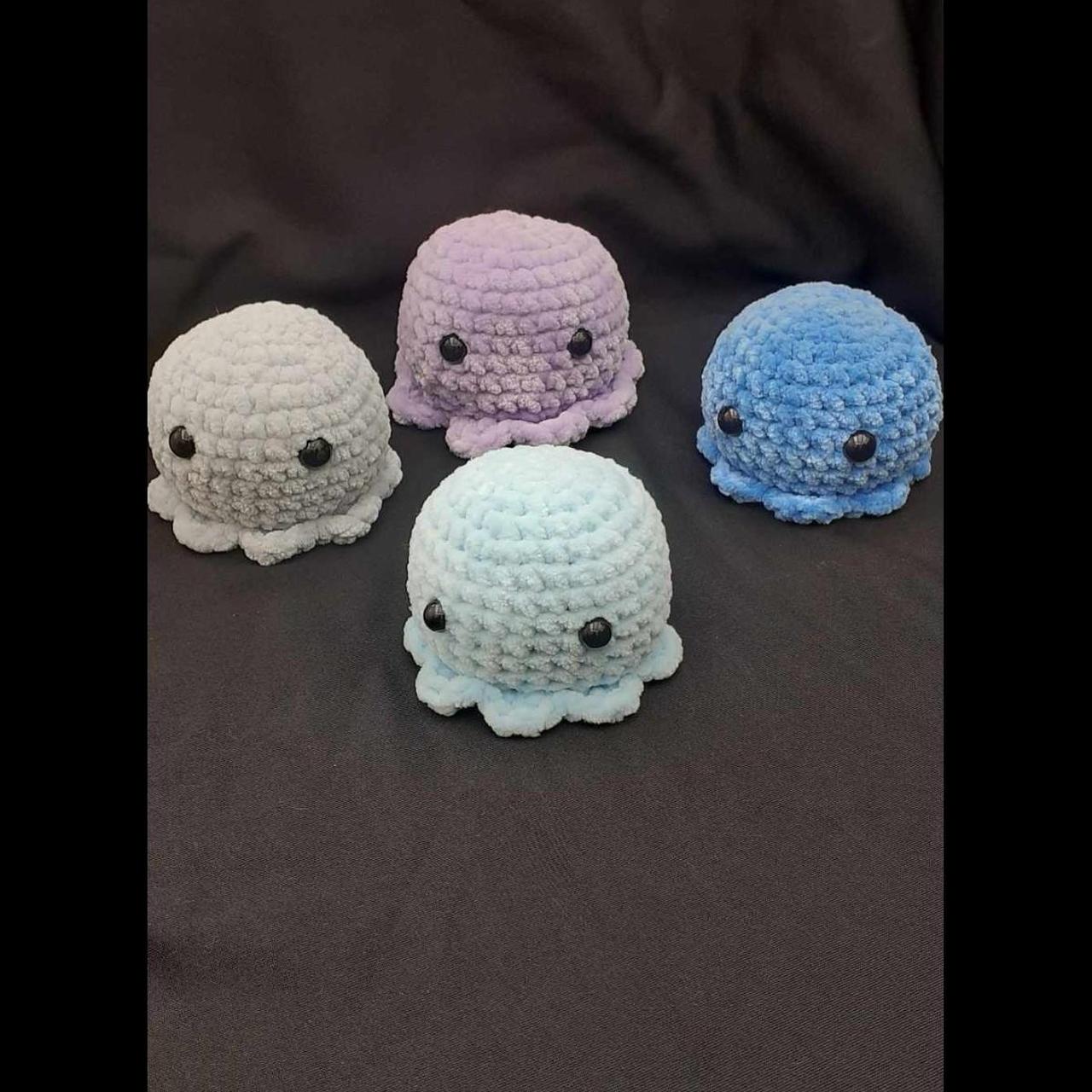 Blue crochet baby octopus plushie super cute soft... - Depop