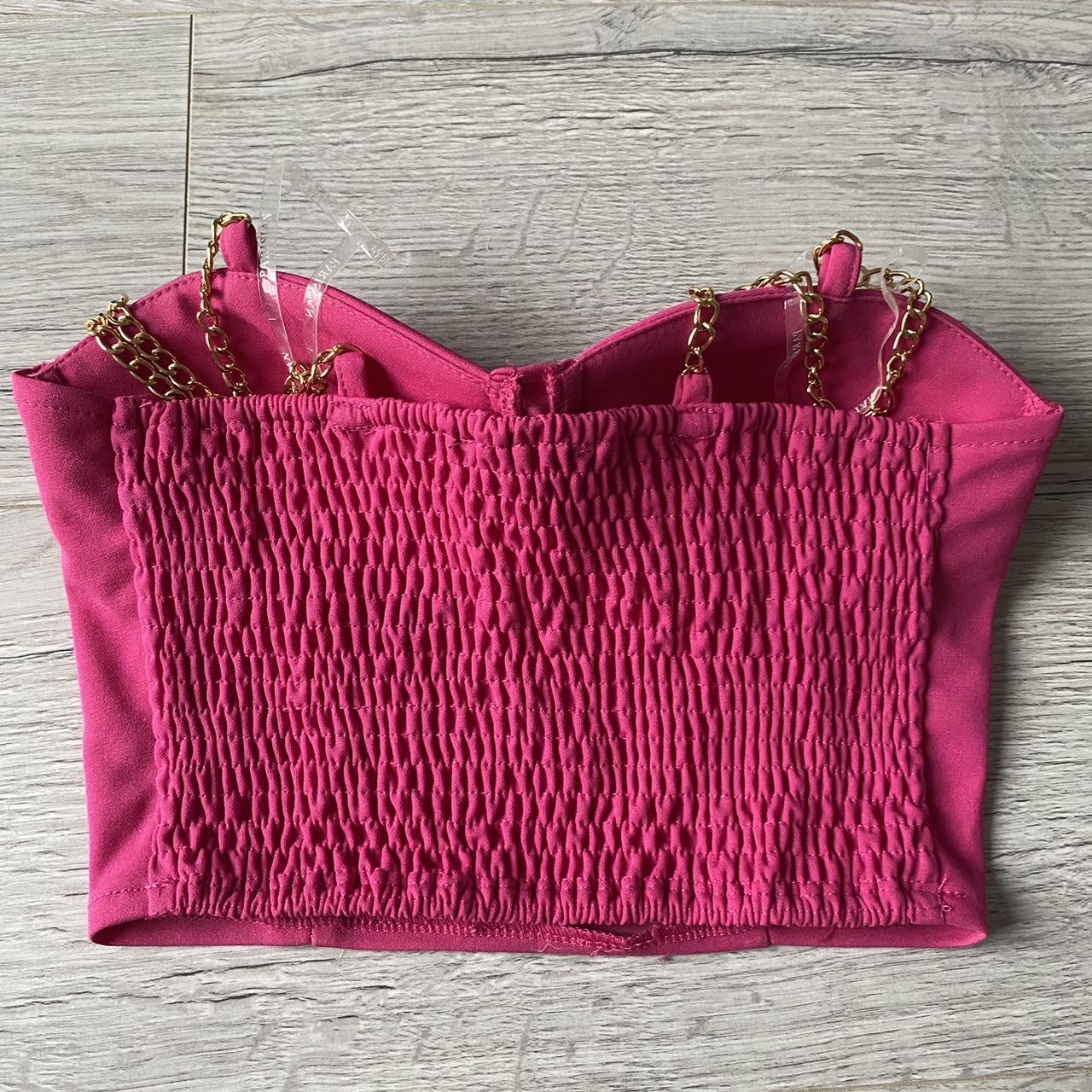 Hot Pink Crop Top Gold Chain Straps Depop