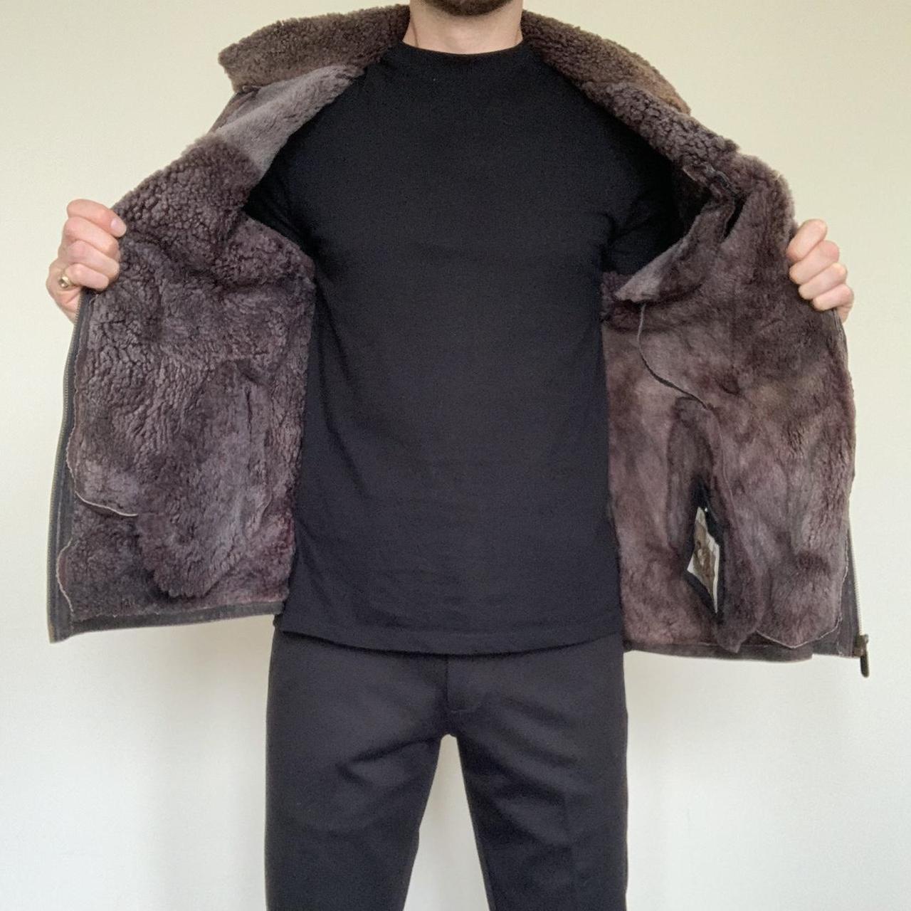 100% REAL Genuine Sheepskin Shearling Suede Coat... - Depop
