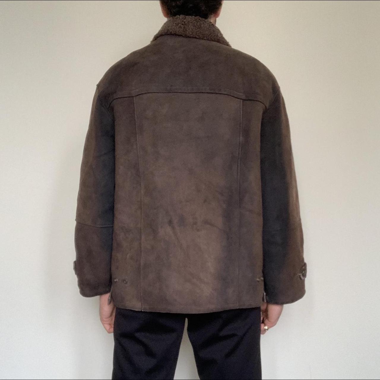 100% REAL Genuine Sheepskin Shearling Suede Coat... - Depop