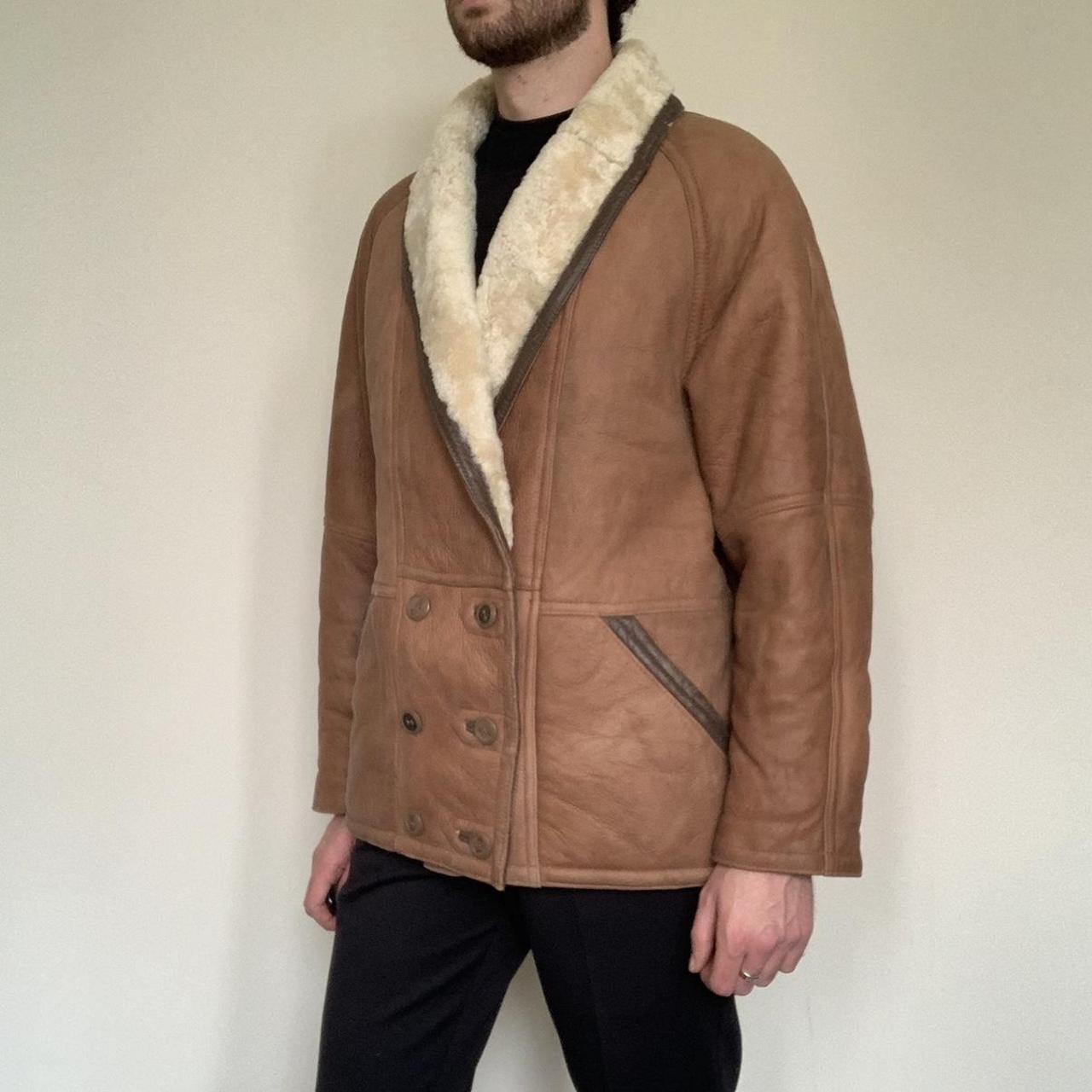 100% REAL Genuine Leather Sheepskin Shearling Coat... - Depop