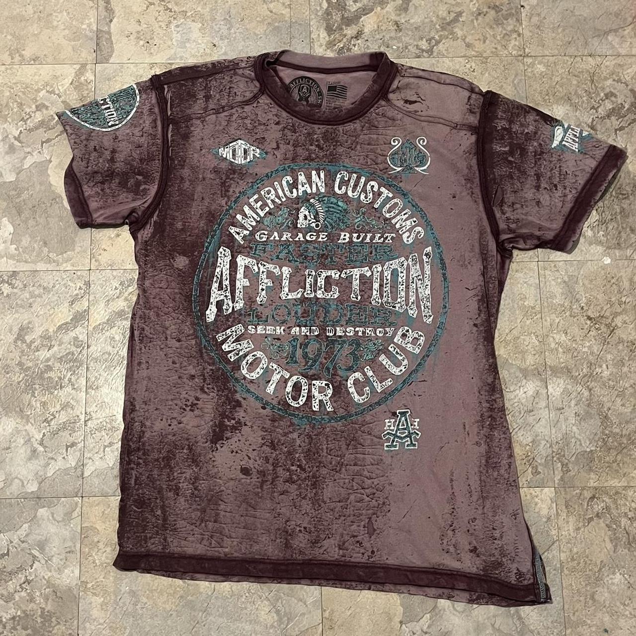 American Customs Affliction Tshirt Size Large... - Depop