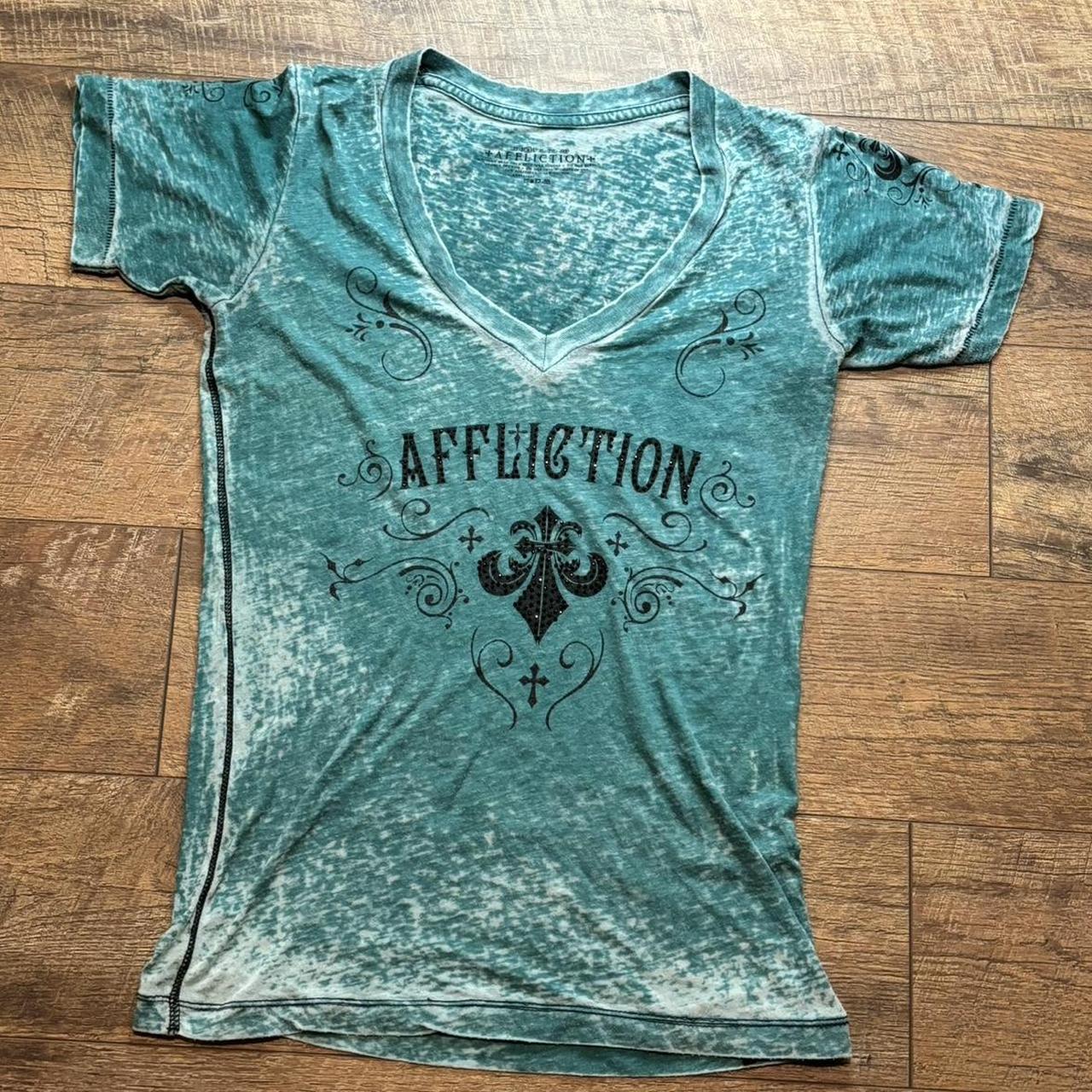 Affliction Cross Grunge 2000s Women’s Top Tshirt No... - Depop