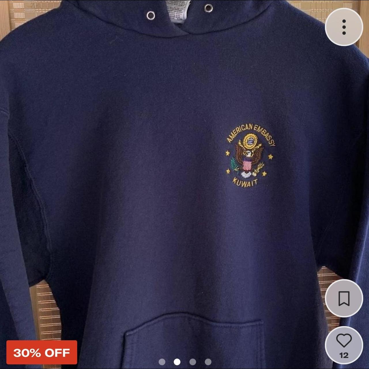 Vintage embroidered American embassy Kuwait navy... - Depop