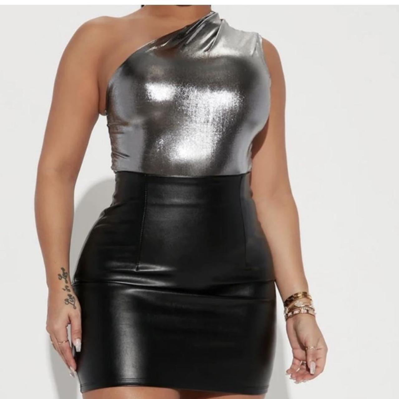 New Metallic Bodysuit - Silver with snap closure... - Depop