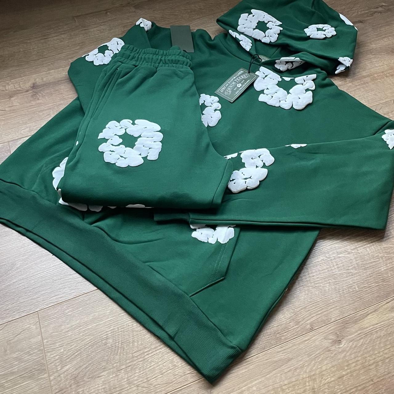 Denim Tears tracksuit WHITE ON GREEN PUFF PRINT-... - Depop
