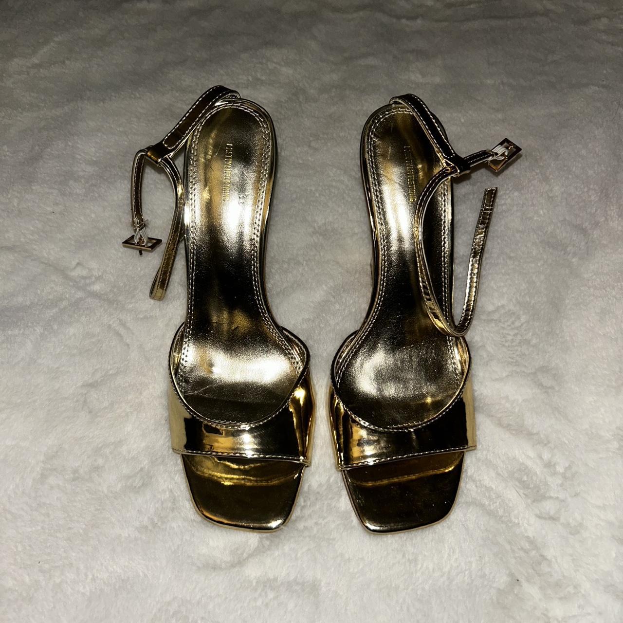 Prettylittlething shiny metallic gold wedges exc con... | Depop