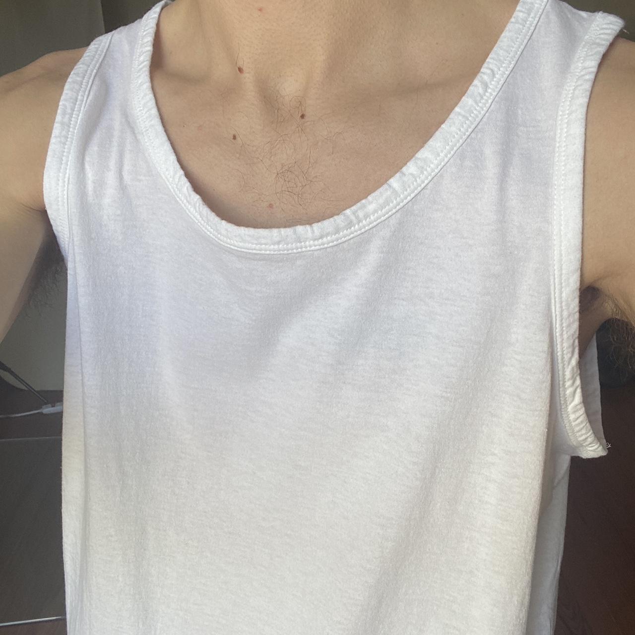 Men’s vintage 80s white threadbare tank top / muscle... - Depop