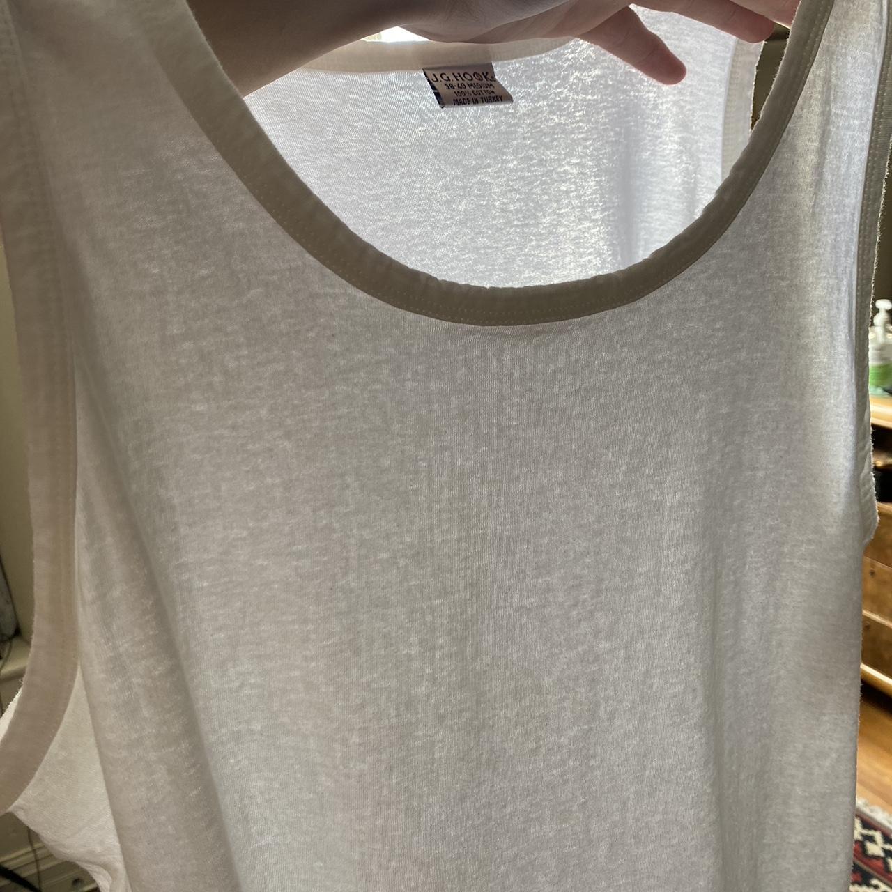 Men’s vintage 80s white threadbare tank top / muscle... - Depop