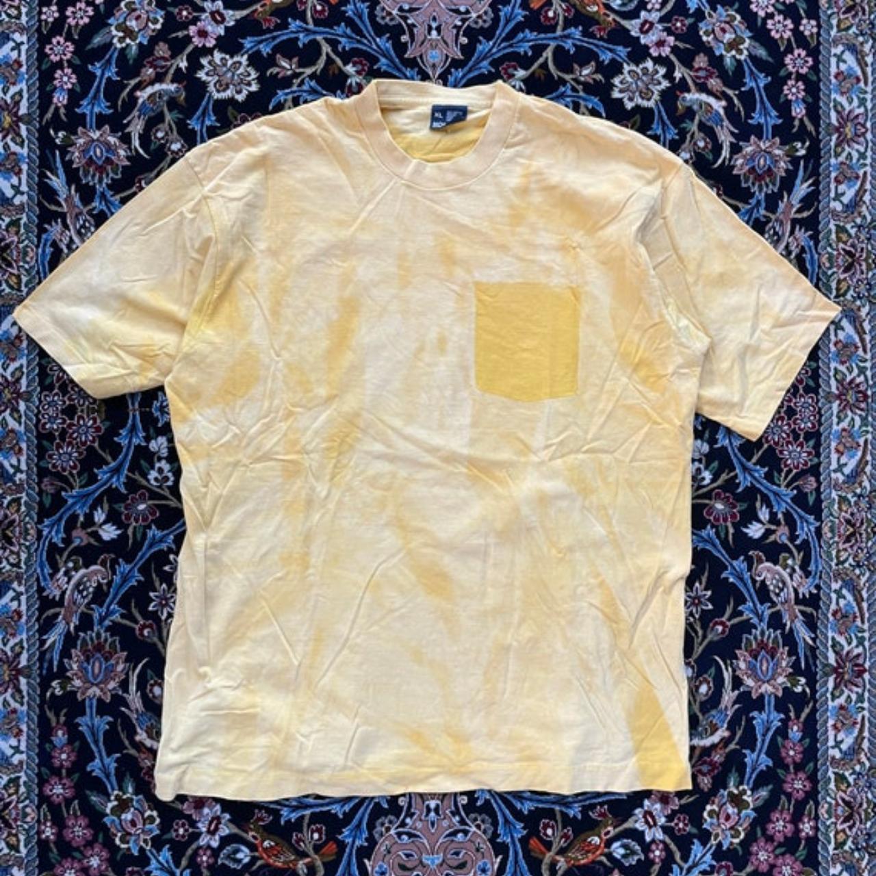 Vintage Yellow Honors Sun Faded T-Shirt Chest -... - Depop