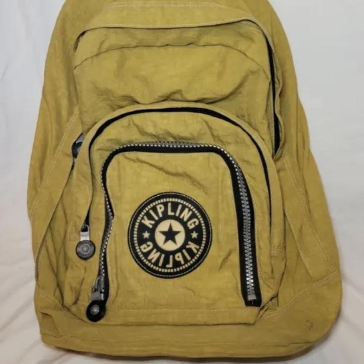 Kipling Tan & Black Leather Large Zipper School... - Depop