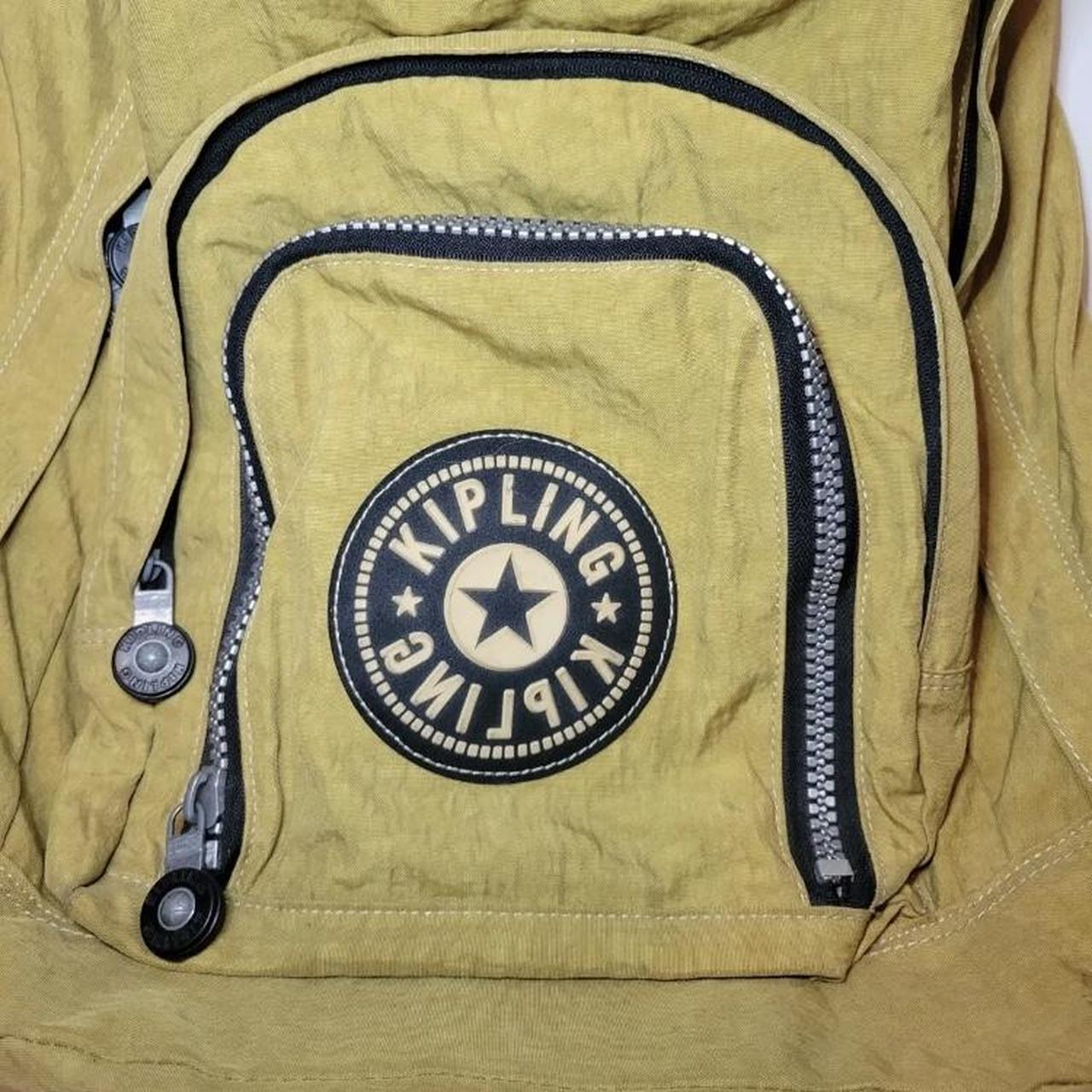 Kipling Tan & Black Leather Large Zipper School... - Depop