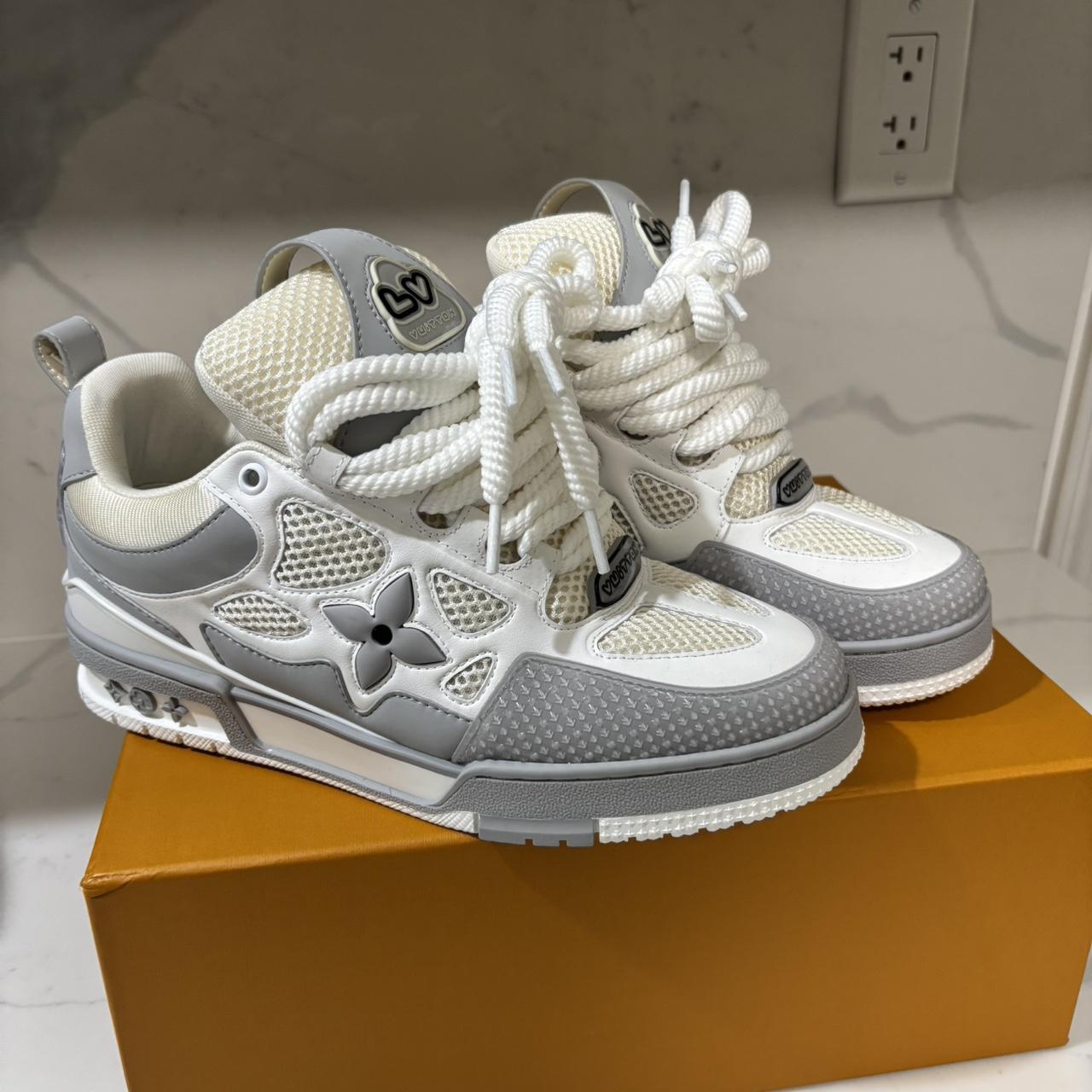 men grey lv skates size 41 - Depop